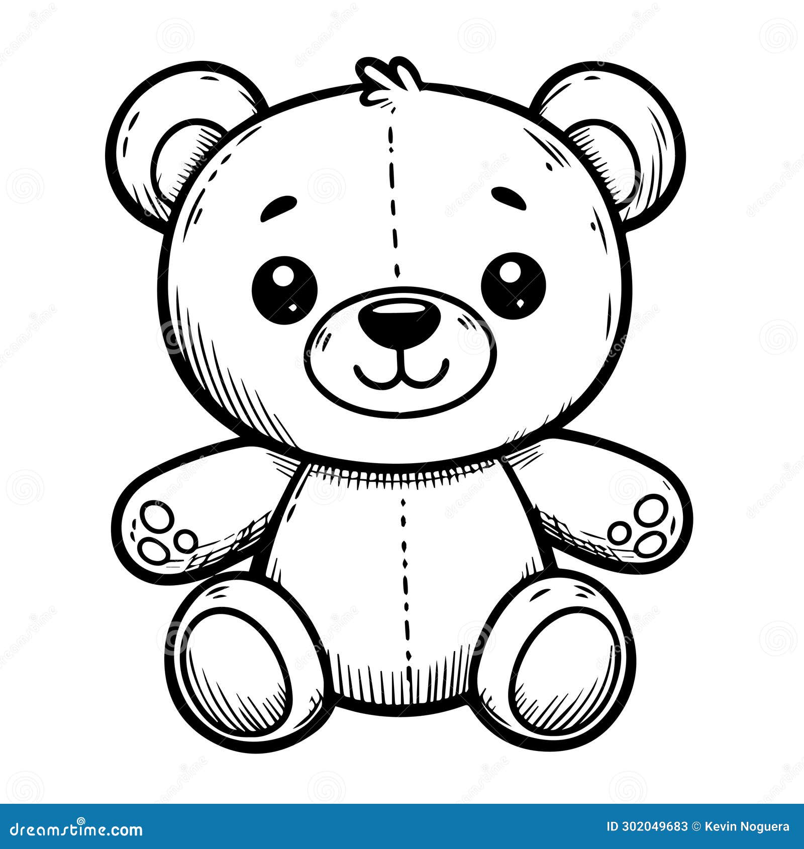 Line Drawing of a Teddy Bear in Black and White for Coloring Vector ...