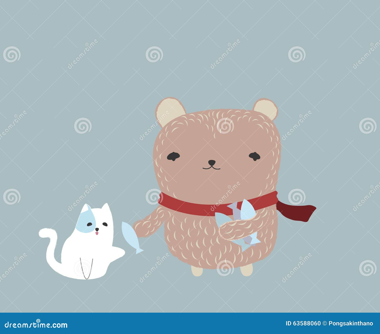 Oso, Gato, Comida De La Parte Ilustración del Vector - Ilustración de ...