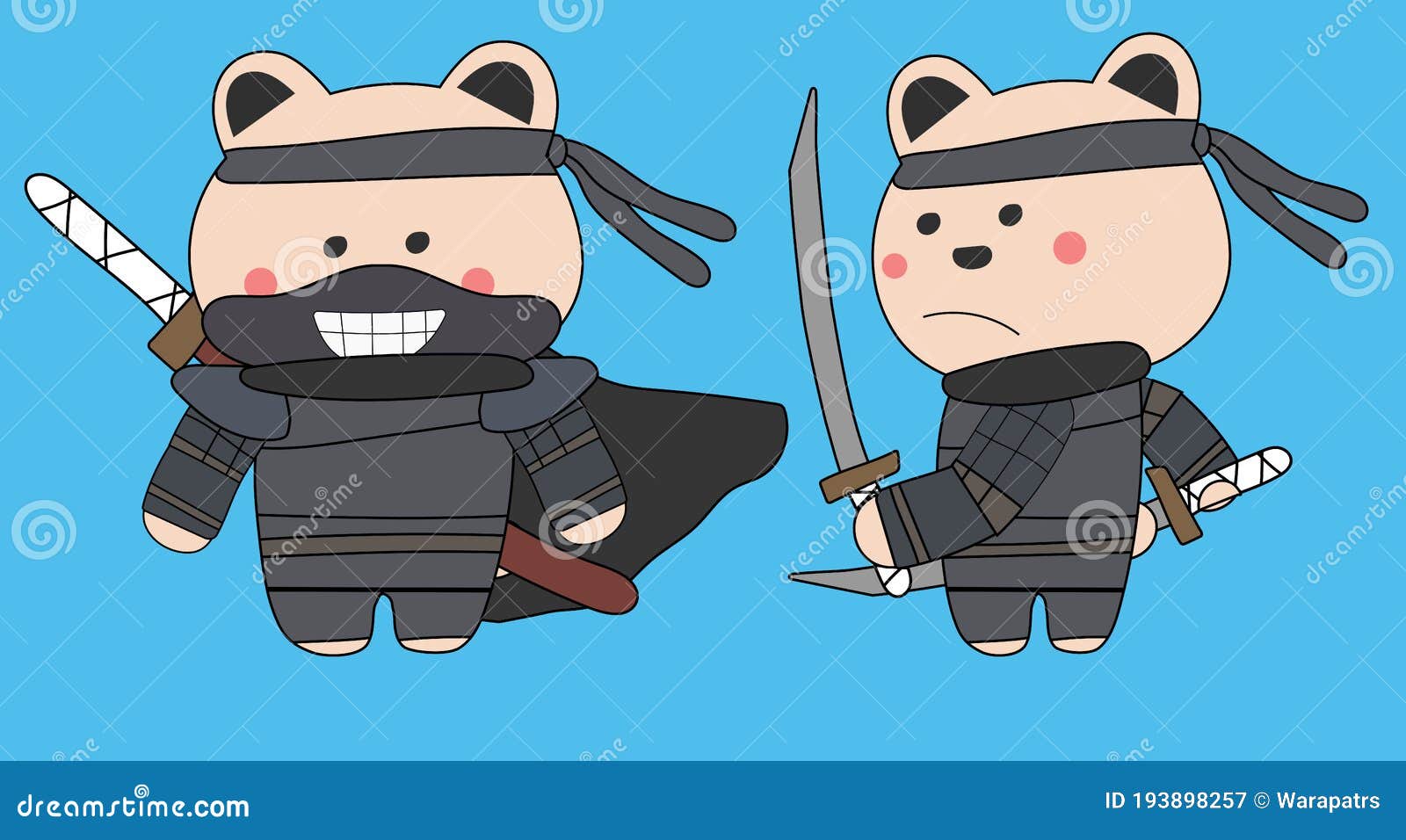 Oso samurai lindo stock de ilustración. Ilustración de espada - 193898257