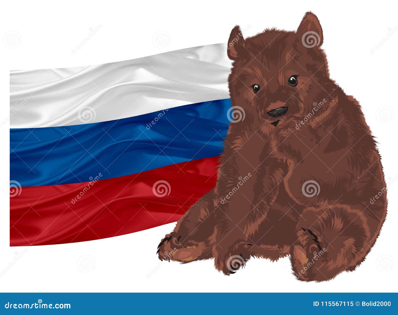 Oso y bandera stock de ilustración. Ilustración de salvaje - 115567115