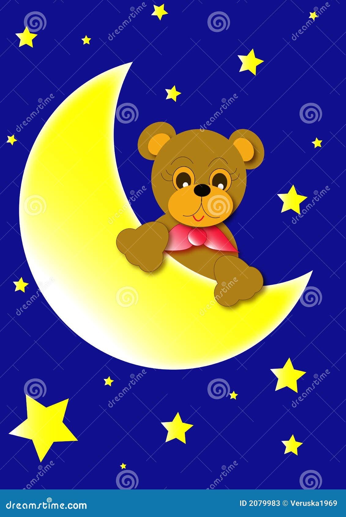 Oso y luna stock de ilustración. Ilustración de estrella - 2079983