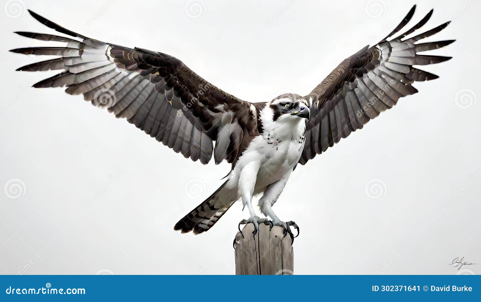 Osprey Eagle Hawk Wings Spread Simple Line Drawing Stock Illustration ...