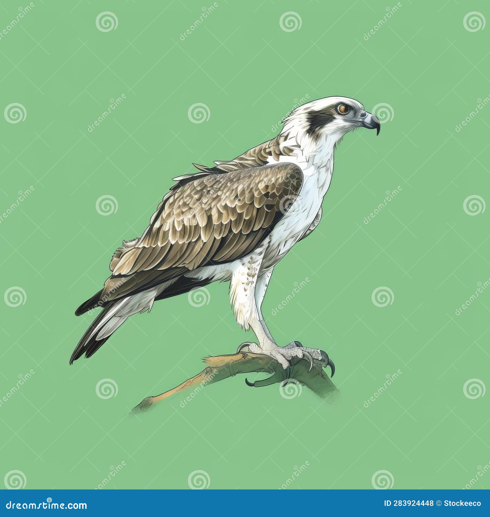 Dark White and Light Emerald Osprey Vector Illustration Stock ...