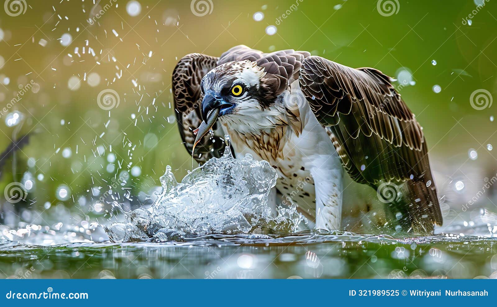 The Osprey Hawk is Catching Fish in a Natural Water Source. Generative ...