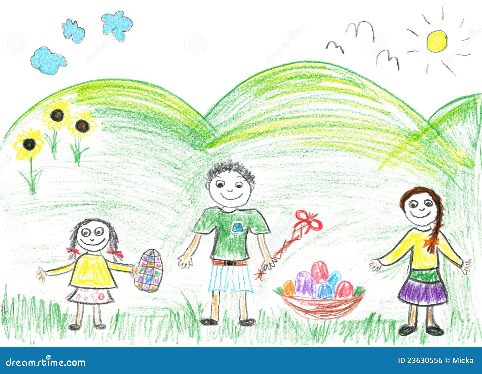 Ostern-Feiertag Zeichnung Des Kindes Stock Abbildung - Illustration von ...