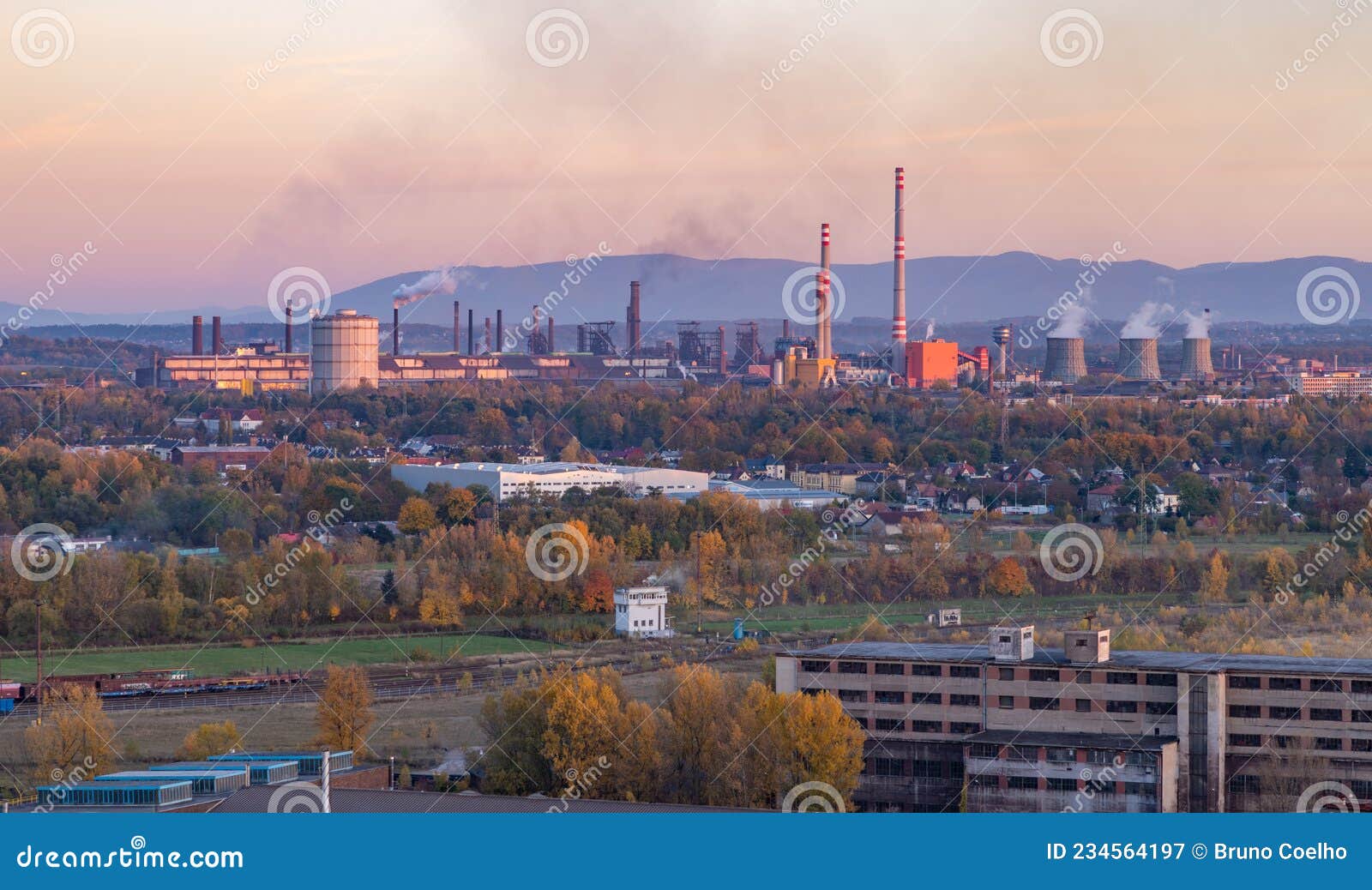 Ostrava Factory at Sunset stock image. Image of buildings - 234564197