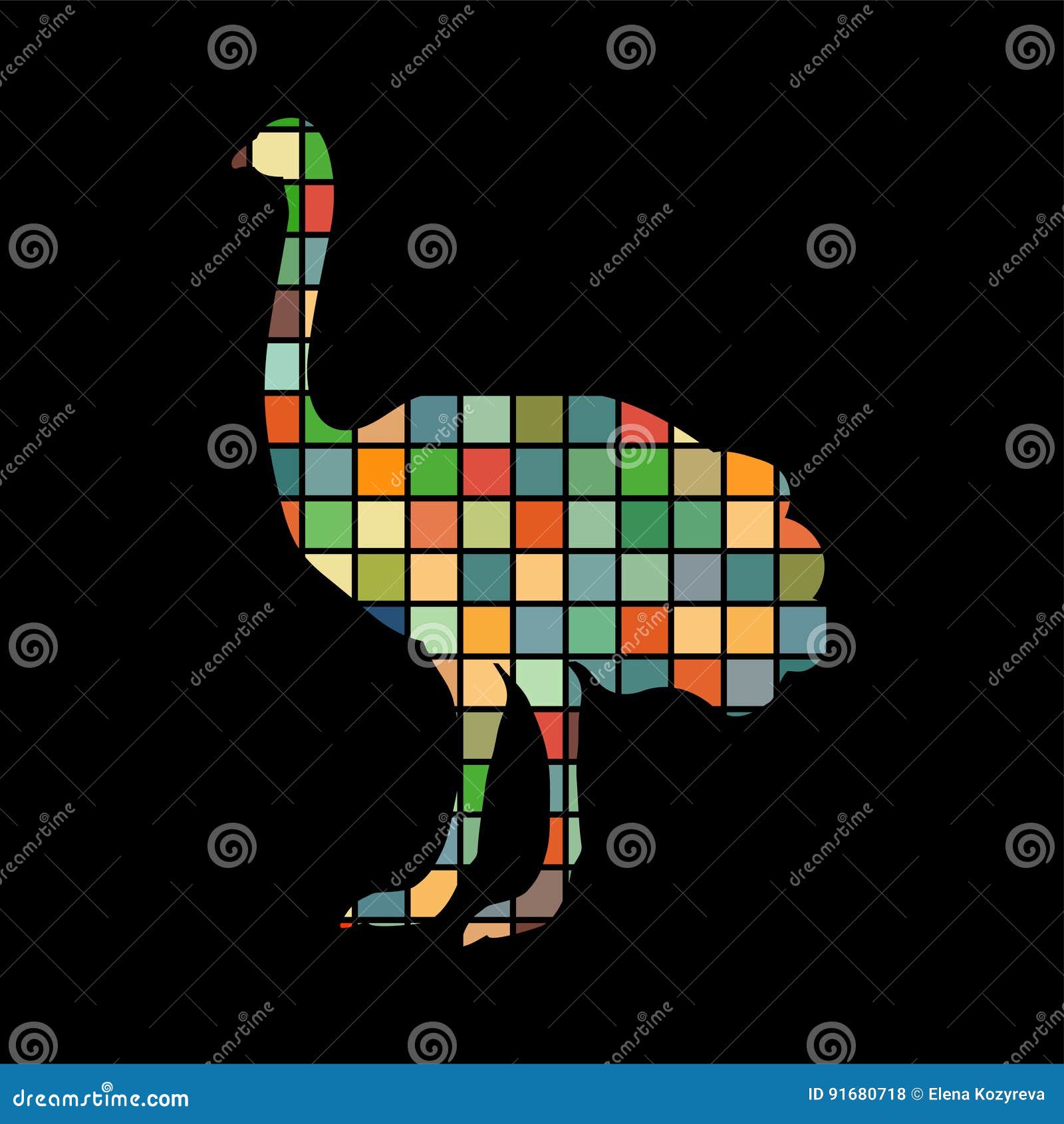 Ostrich Bird Color Silhouette Animal Stock Vector - Illustration of ...