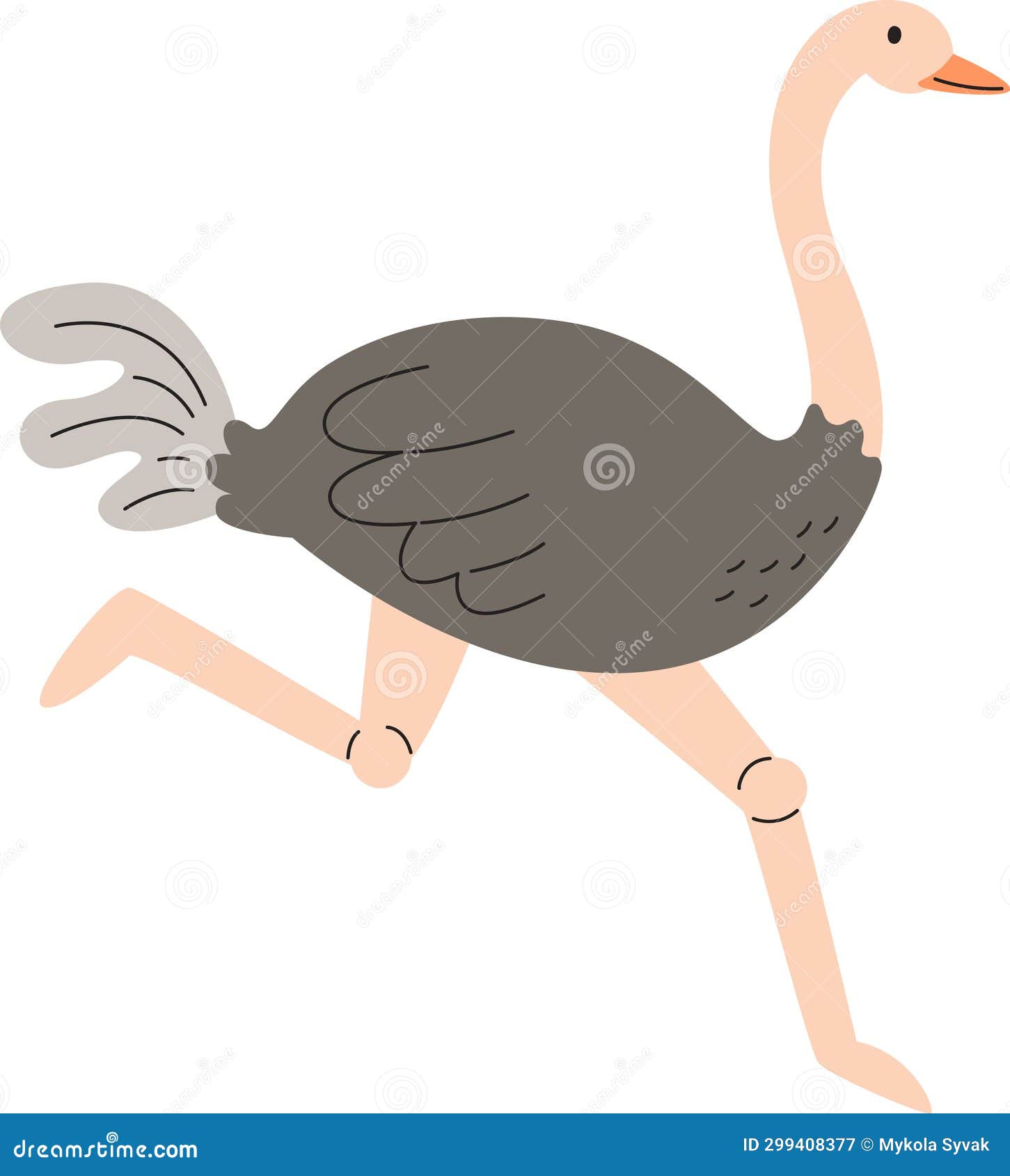Ostrich Bird Running stock illustration. Illustration of nature - 299408377