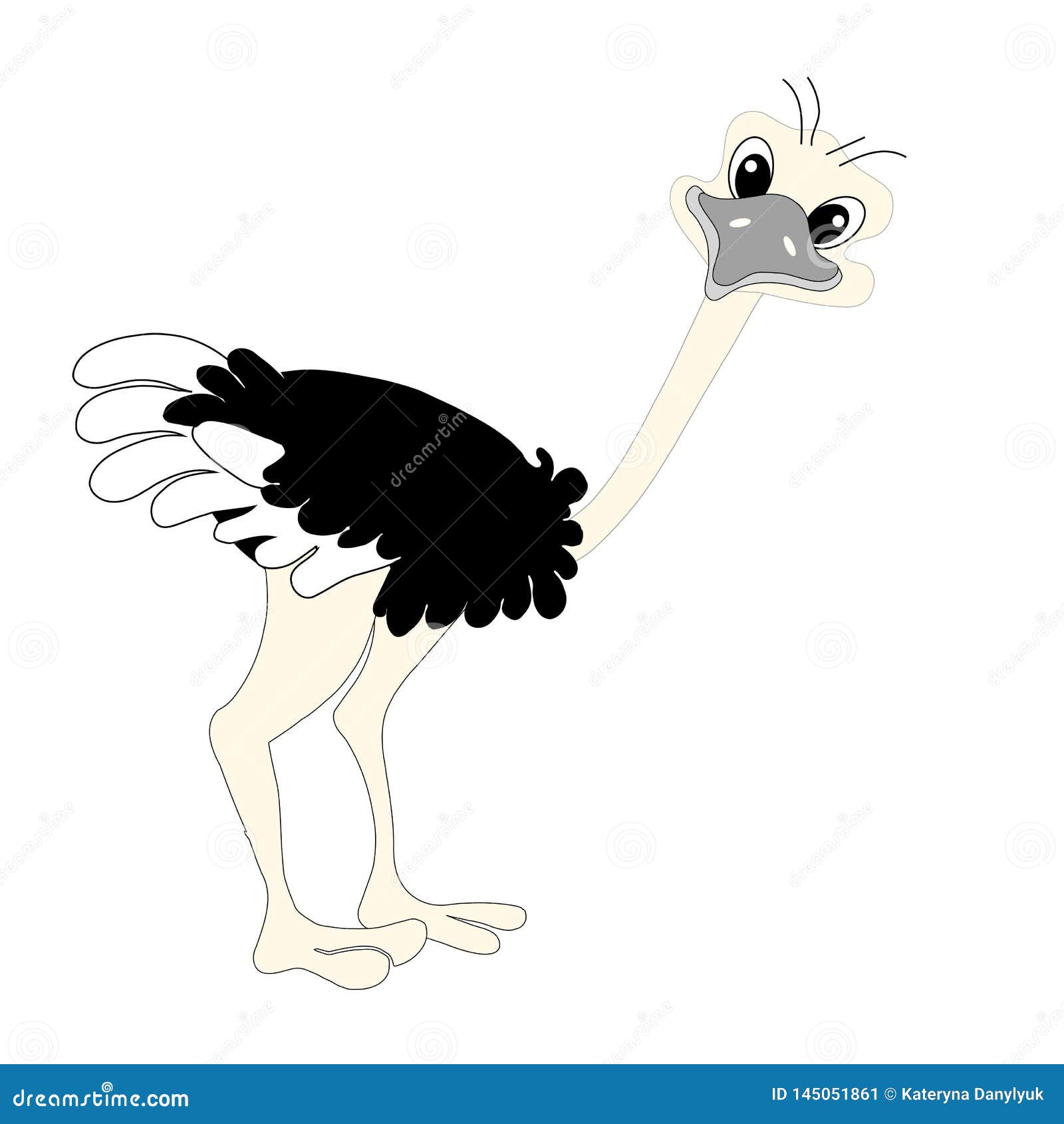 Ostrich Cartoons Flat Design Cartoons Object Isolated Cute Bird Design ...