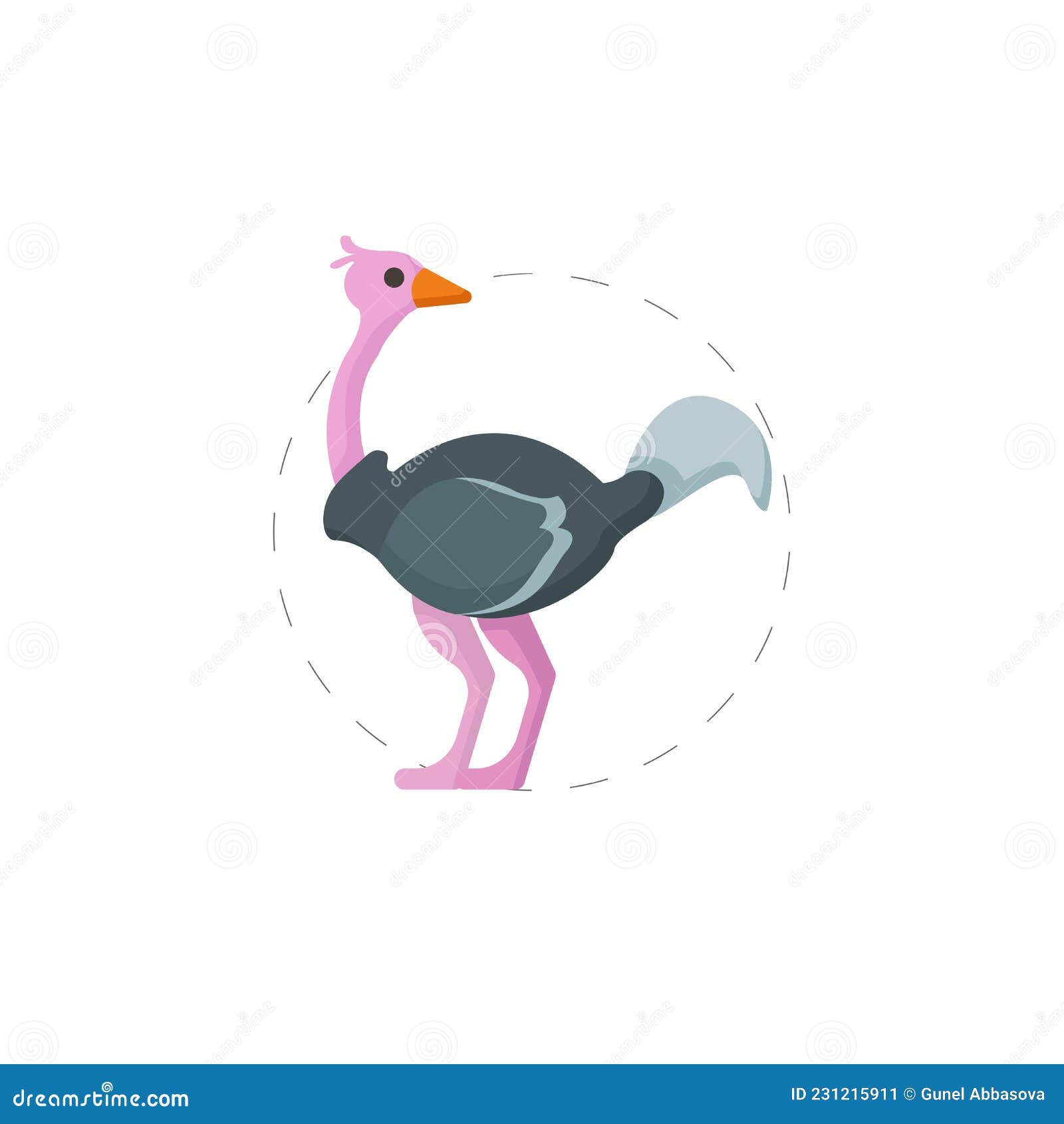 Ostrich Clipart. Ostrich Colorful Flat Icon Stock Vector - Illustration ...