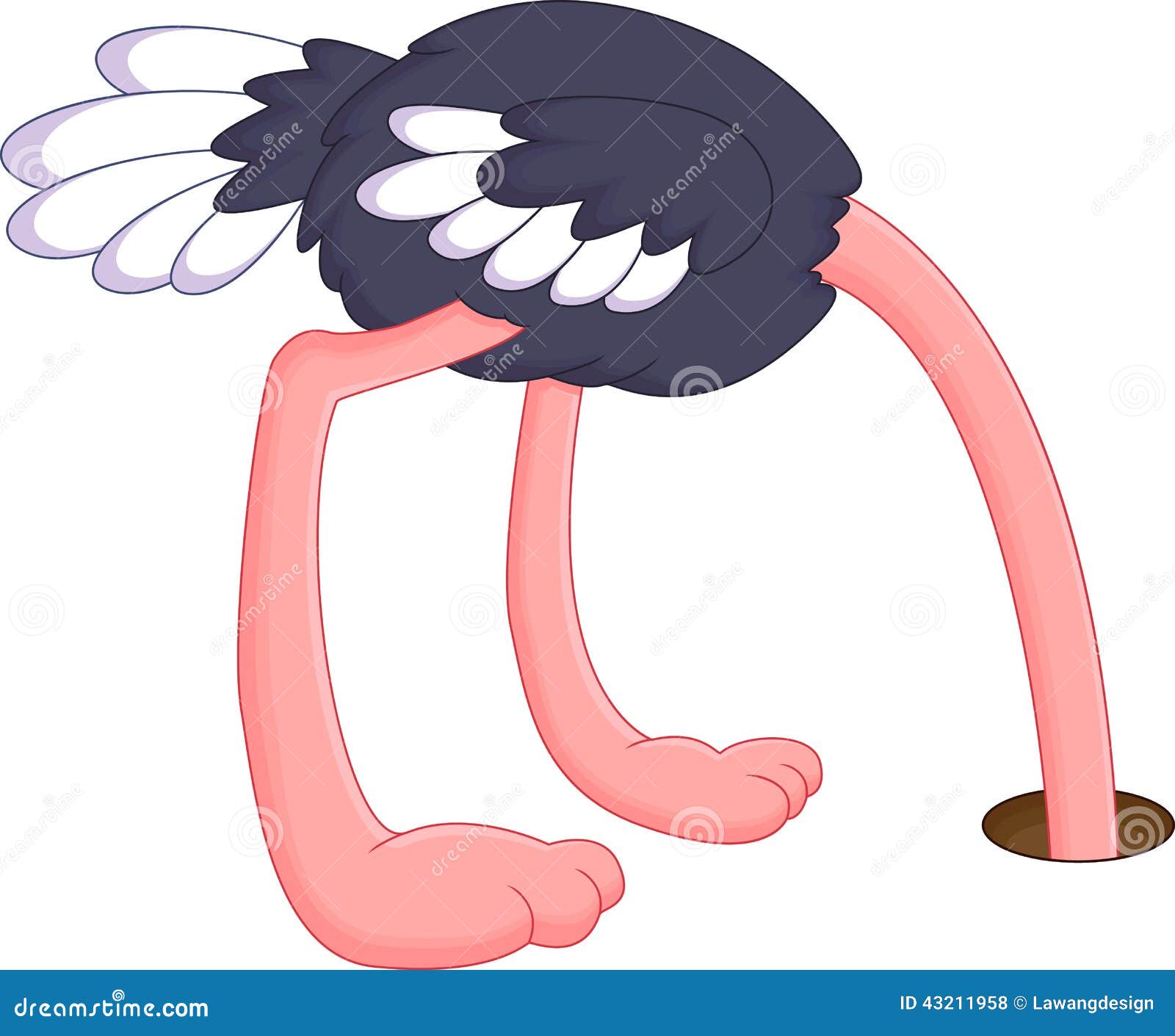 Ostrich Hiding And Looking From Hole Vector Illustration ...