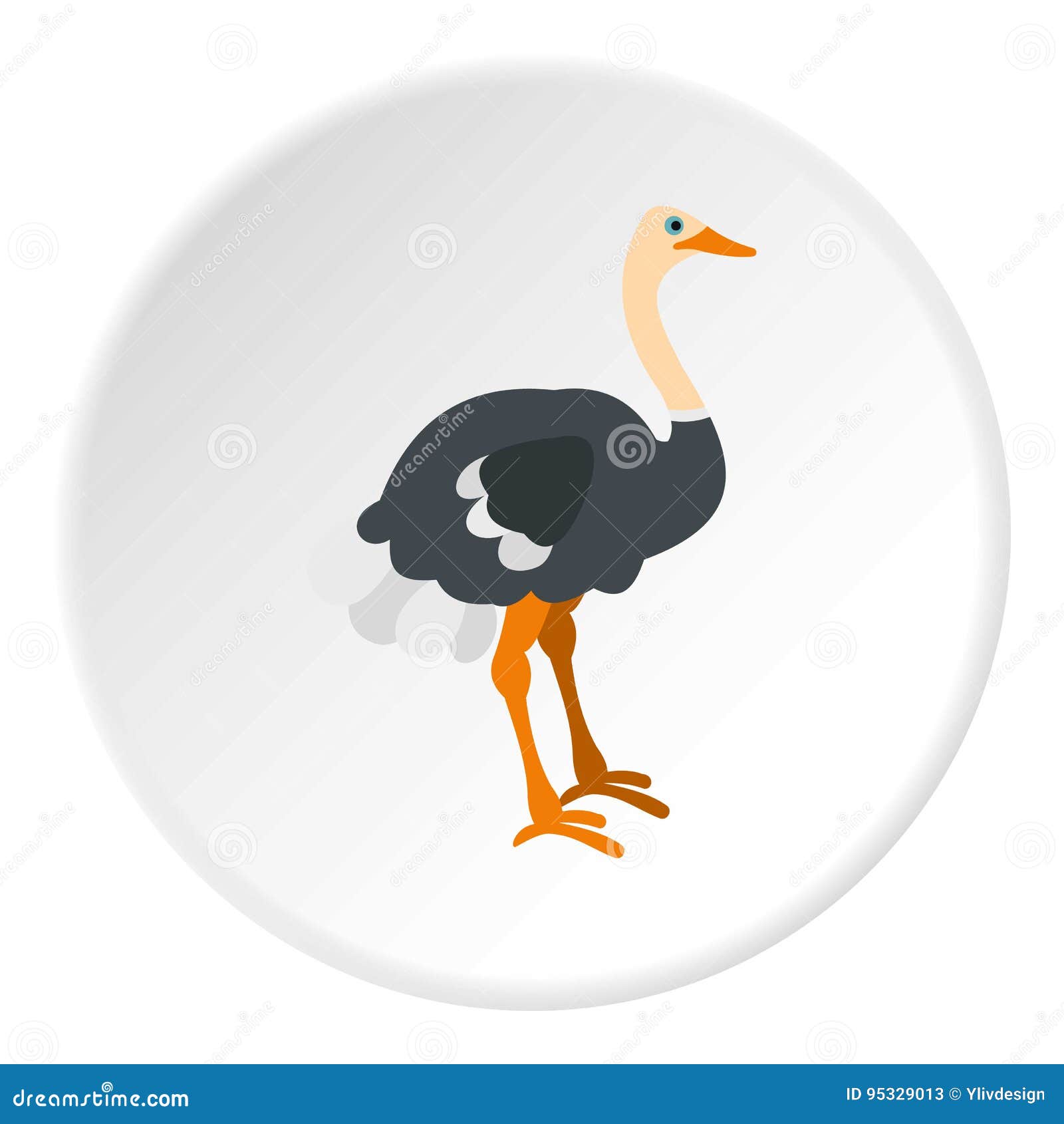 Ostrich icon circle stock vector. Illustration of symbol - 95329013