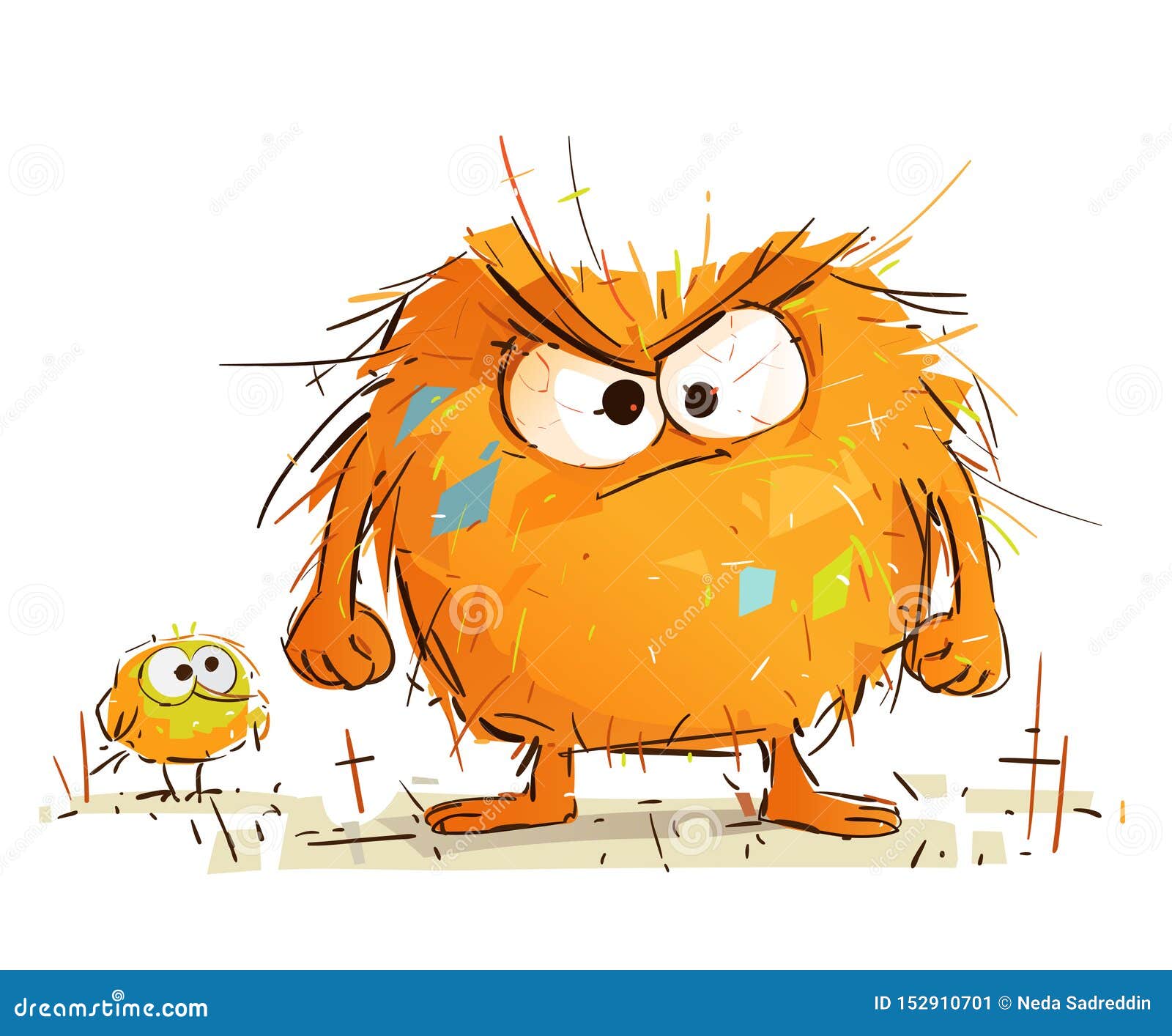 Cute Little Monster is Very Mad. Stock Vector - Illustration of goofy ...