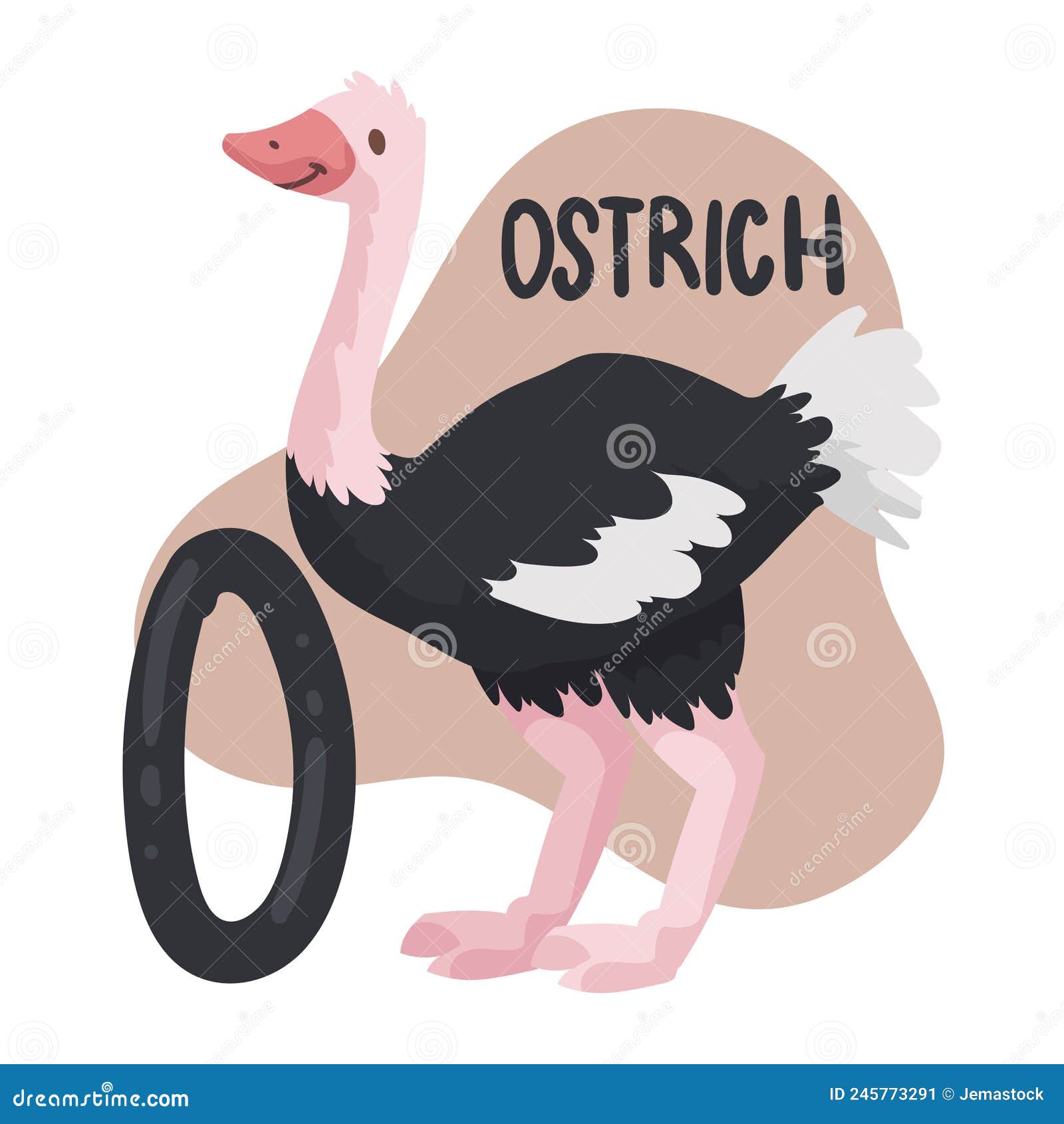 Ostrich. O Letter. Cute Children Animal Alphabet In Vector. Funny ...