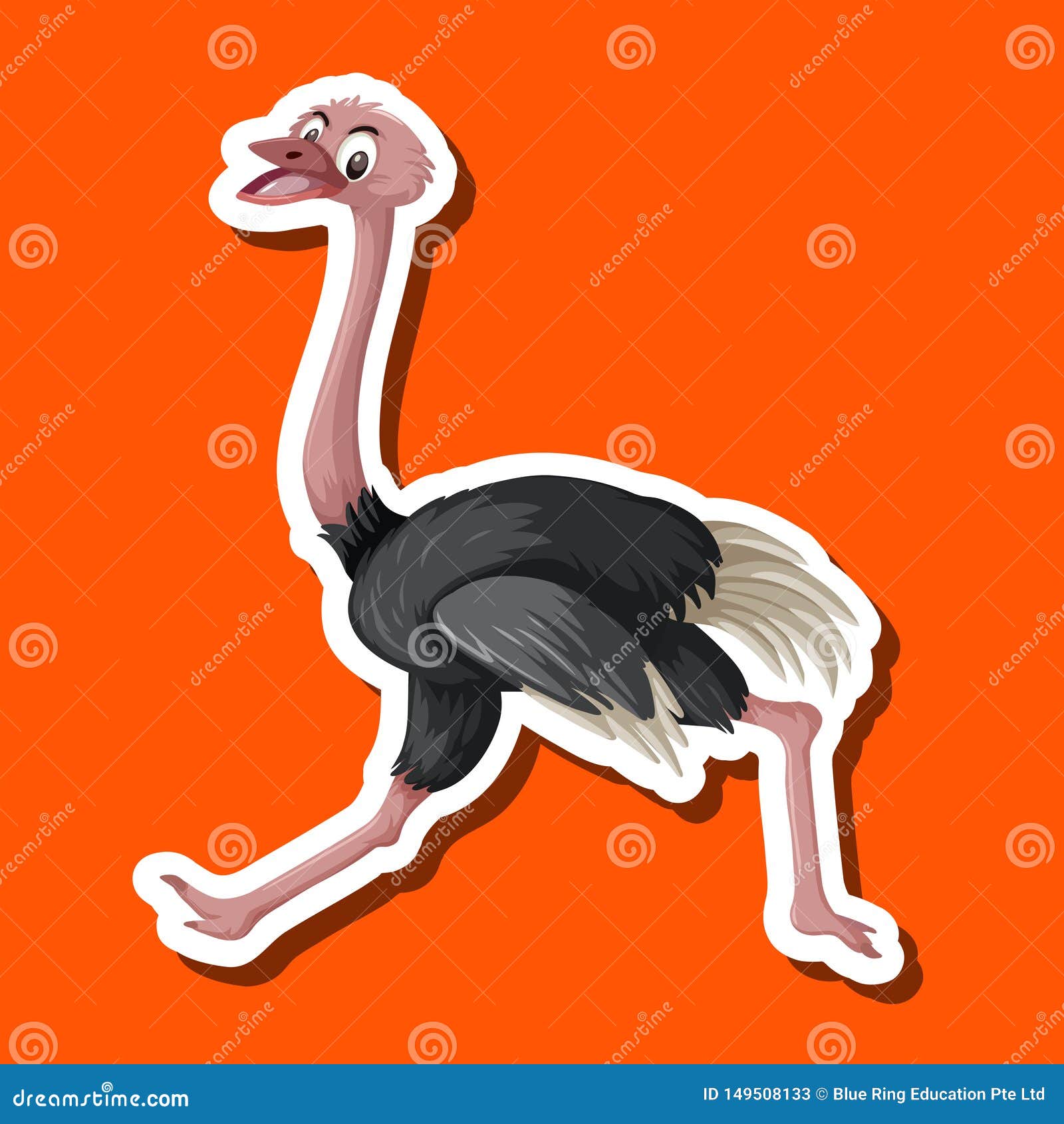 An Ostrich on Sticker Template Stock Illustration - Illustration of ...