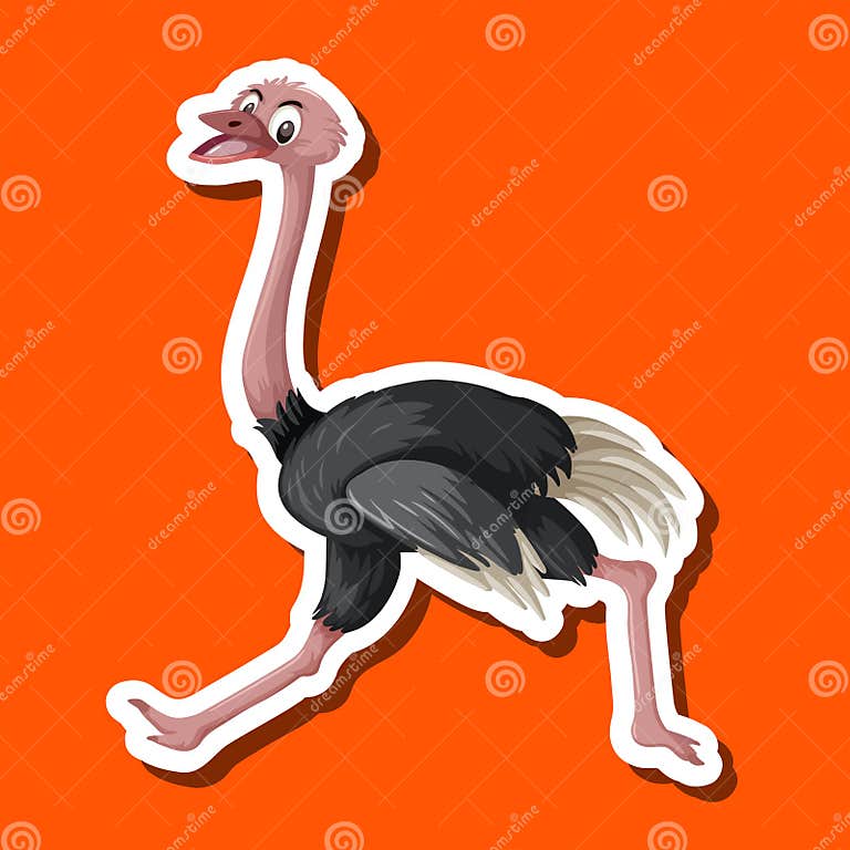 An Ostrich on Sticker Template Stock Illustration - Illustration of ...