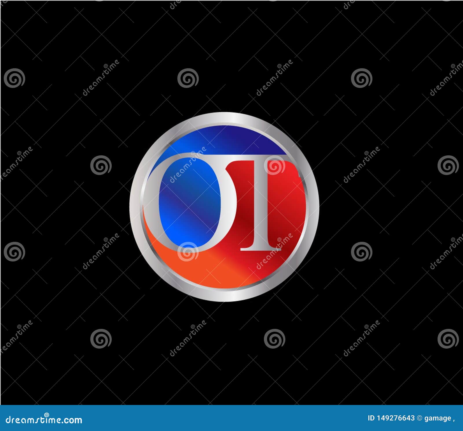 OT Initial Circle Shape Red Blue Silver Color Later Logo Design Stock ...