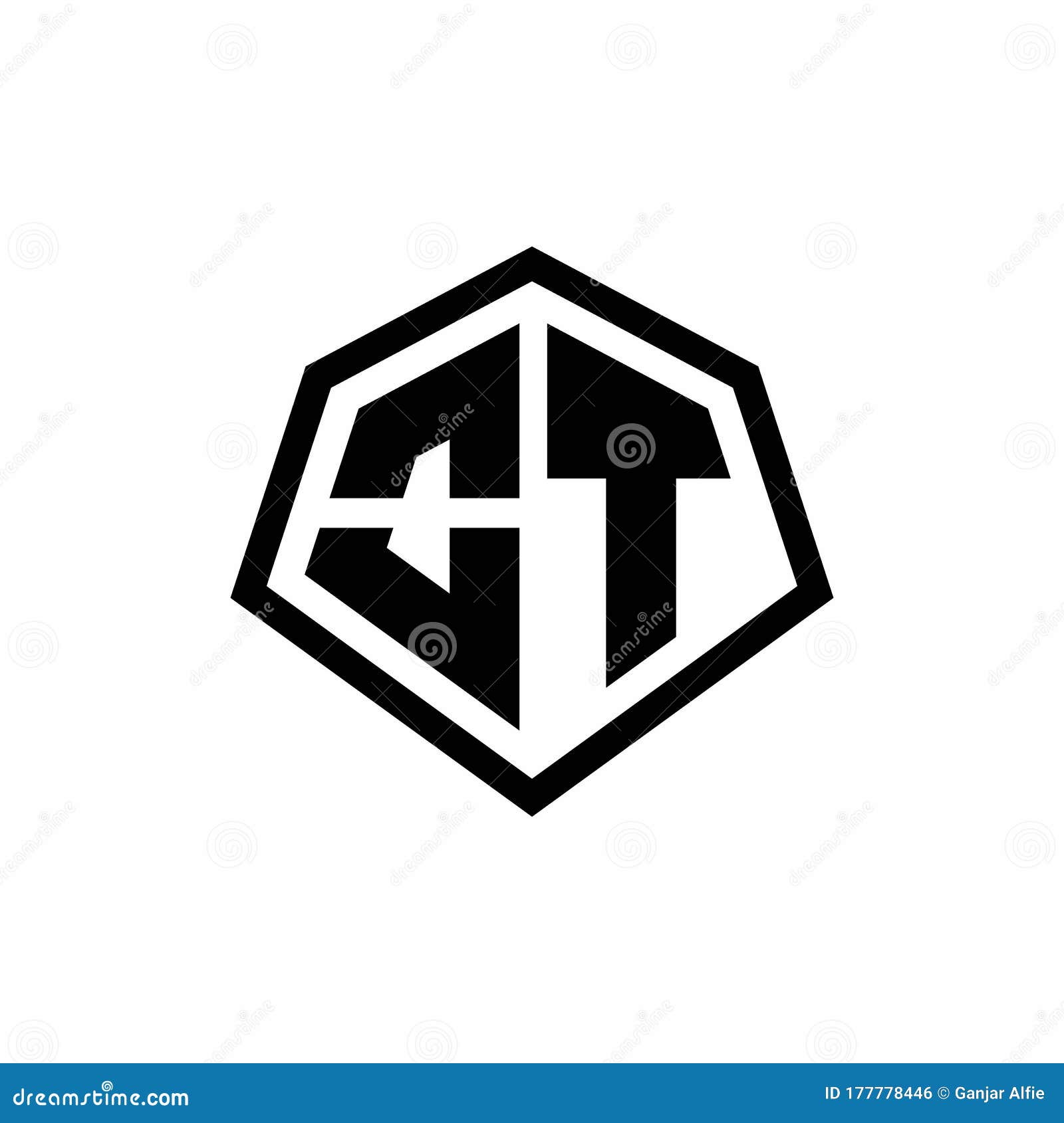 OT Monogram Logo with Hexagon Shape and Line Rounded Style Design ...