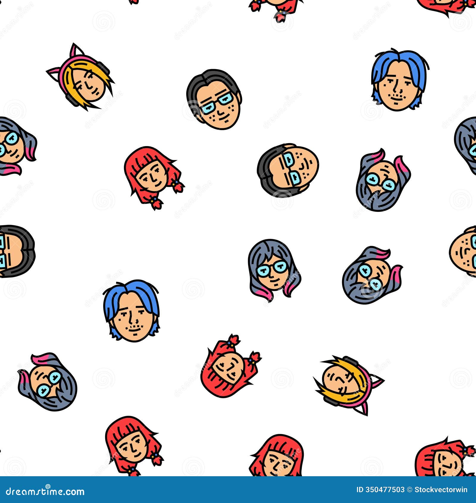 Otaku Anime Manga Eyes Seamless Pattern Vector Stock Illustration ...