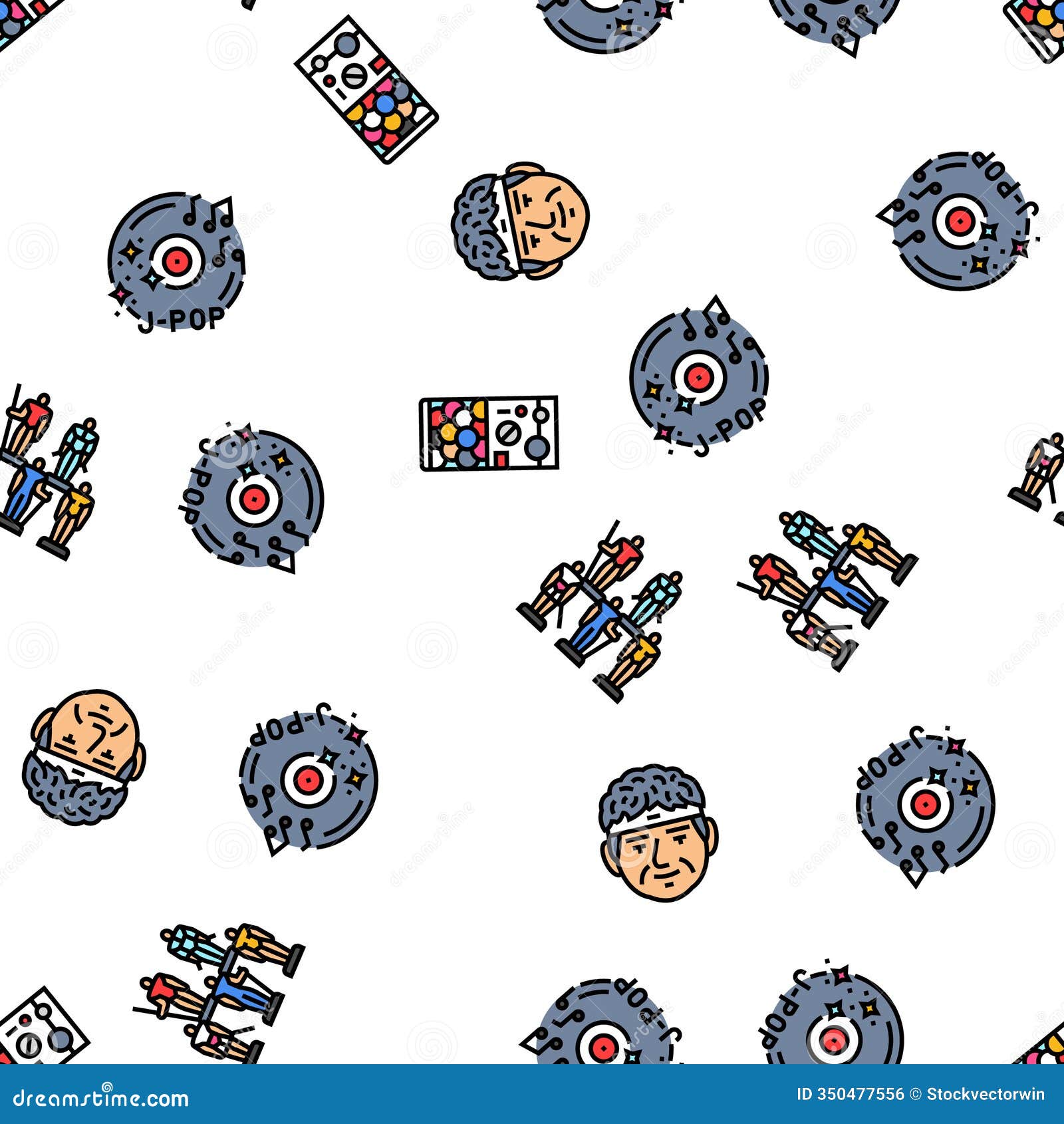 Otaku Anime Manga Eyes Seamless Pattern Vector Stock Illustration ...