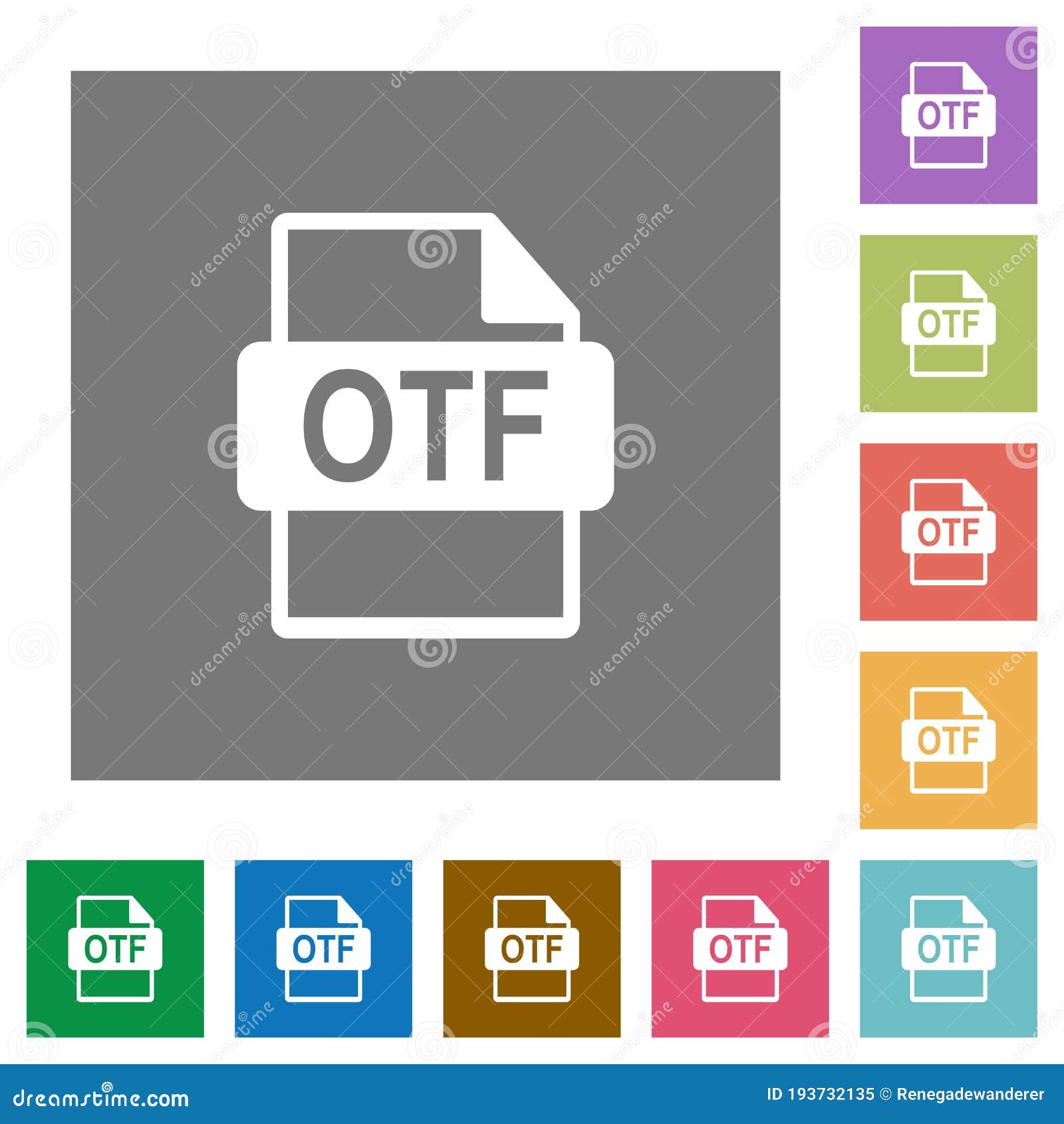 OTF File Format Square Flat Icons Stock Illustration - Illustration of ...