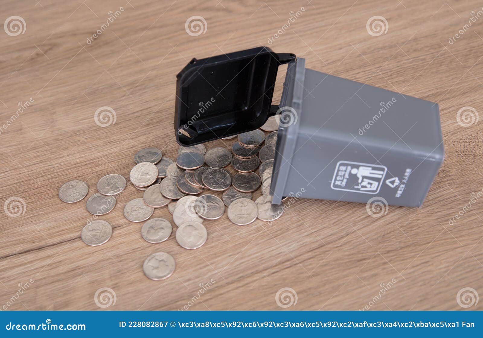 The Other Trash Bins in the Overturned Gray Sorting Trash Bin and ...