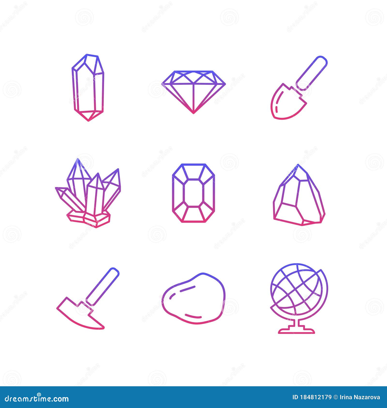 Geology Icons Set in a Flat Style Stock Vector - Illustration of hammer ...
