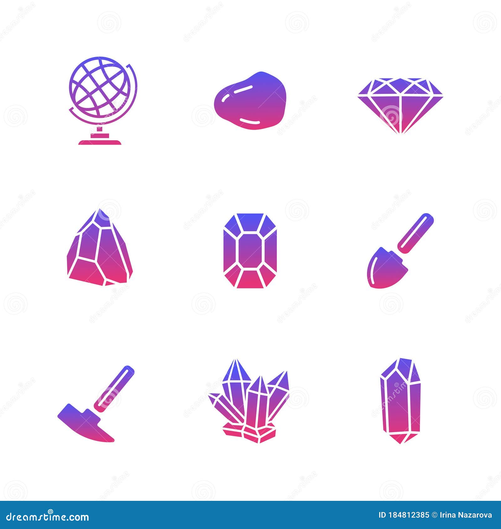 Geology Icons Set in a Flat Style Stock Vector - Illustration of crack ...