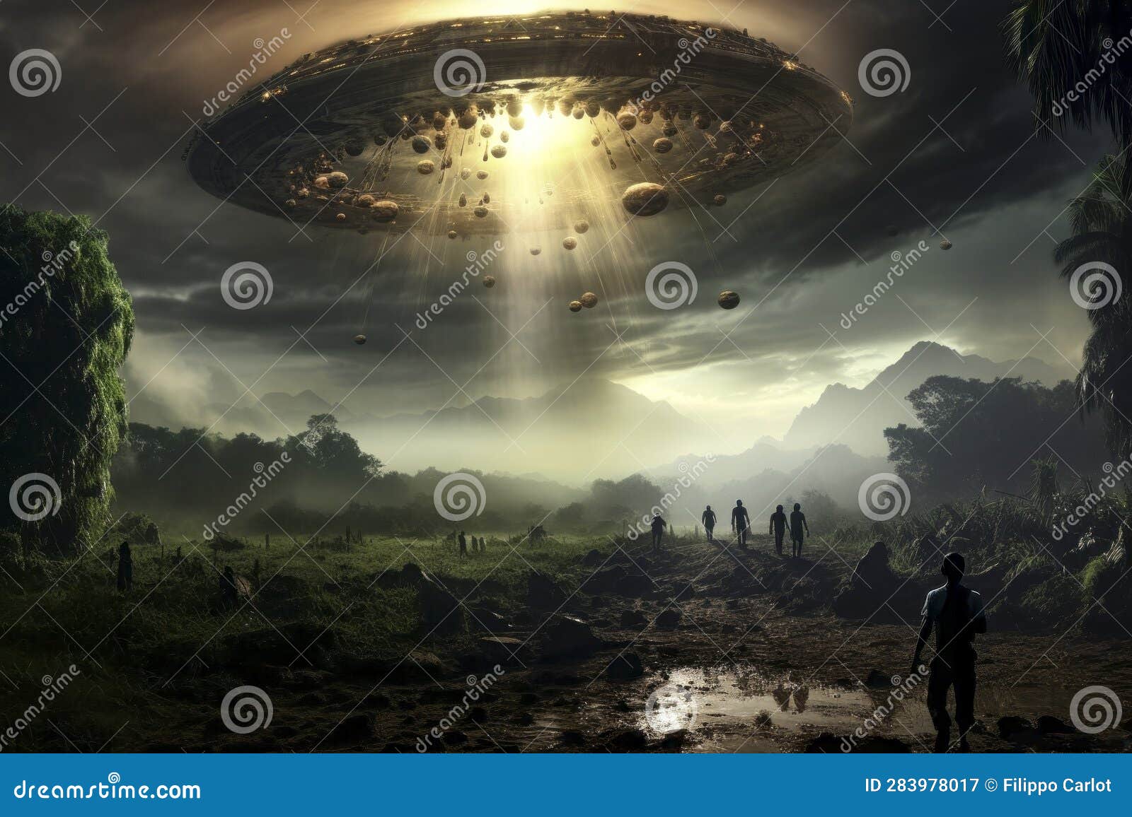 Otherworldly Encounter: Captivating Alien Abduction Scene Stock ...