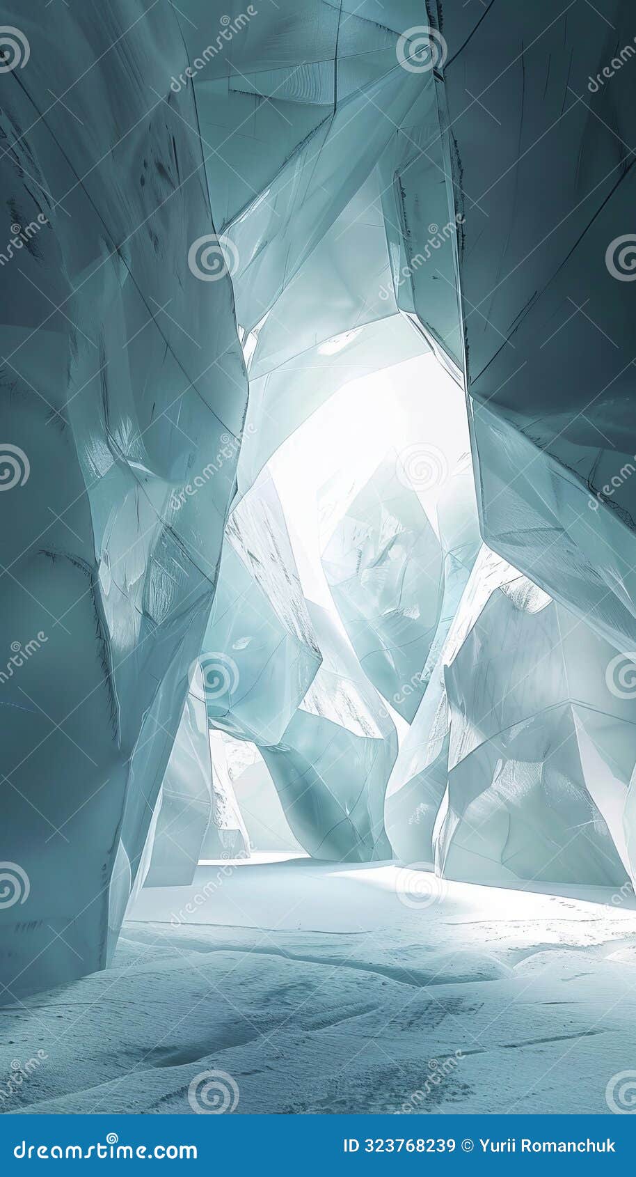 Otherworldly Ice Cave with Geometric Shapes, Lit by Soft Light ...