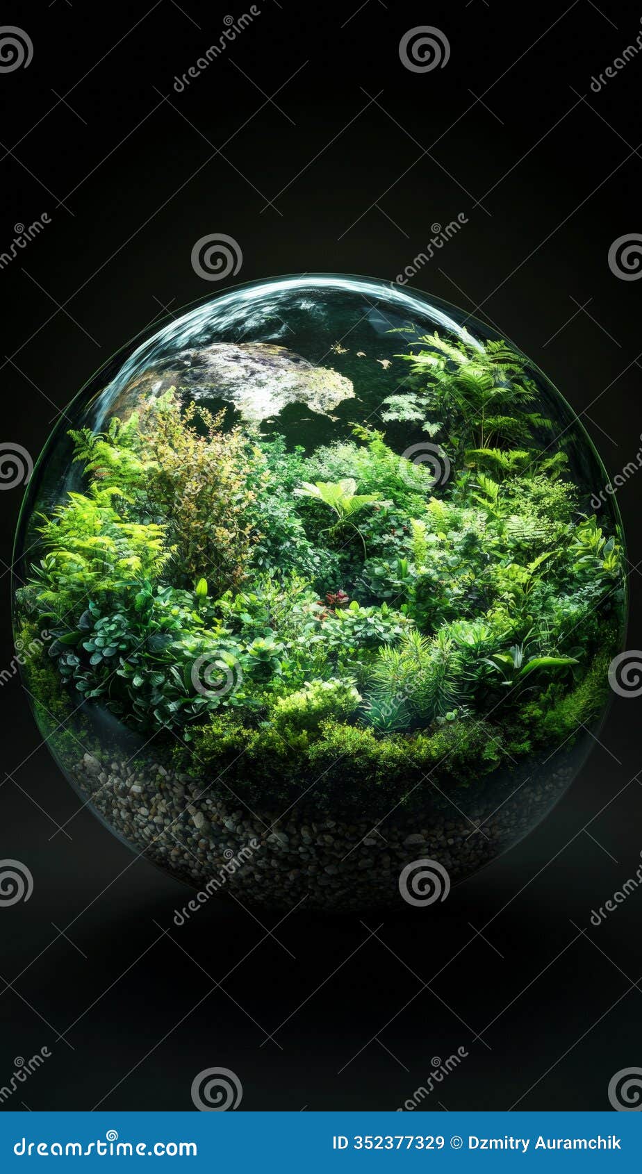 An Otherworldly Image of Earth Encased in a Glass Terrarium, Surrounded ...