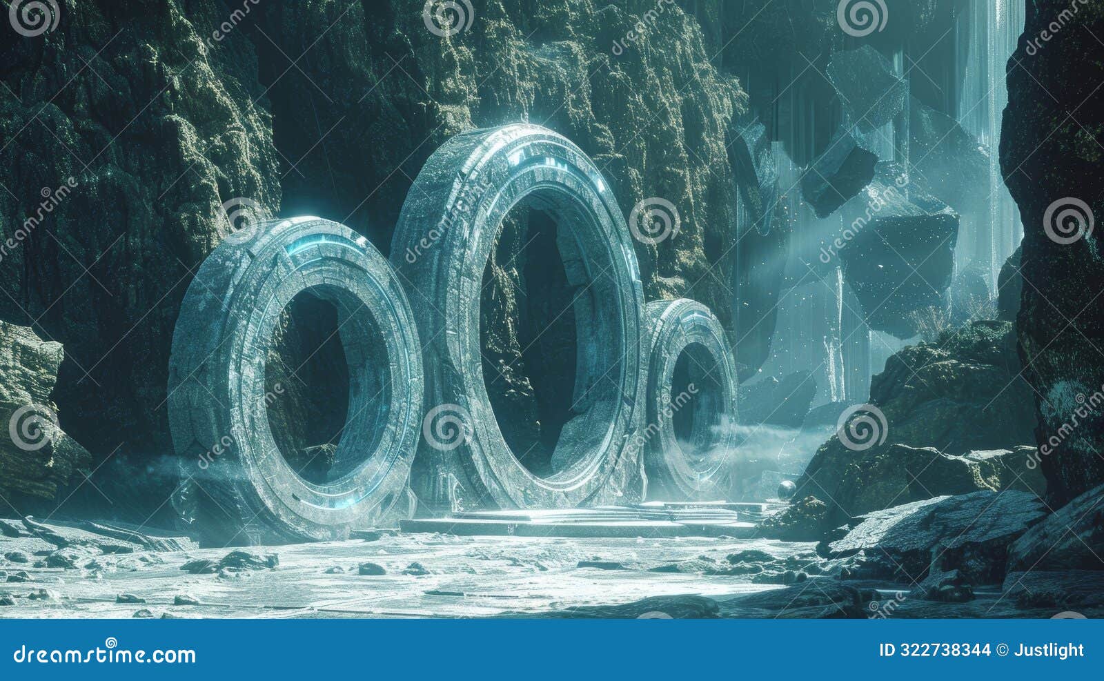 An Otherworldly Scene of Octagonal Portals Leading To Mysterious and ...