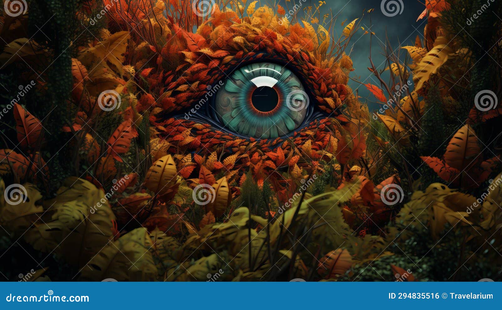 Otherworldly Surreal Eye Merging with Vibrant Fall Foliage Blurring ...