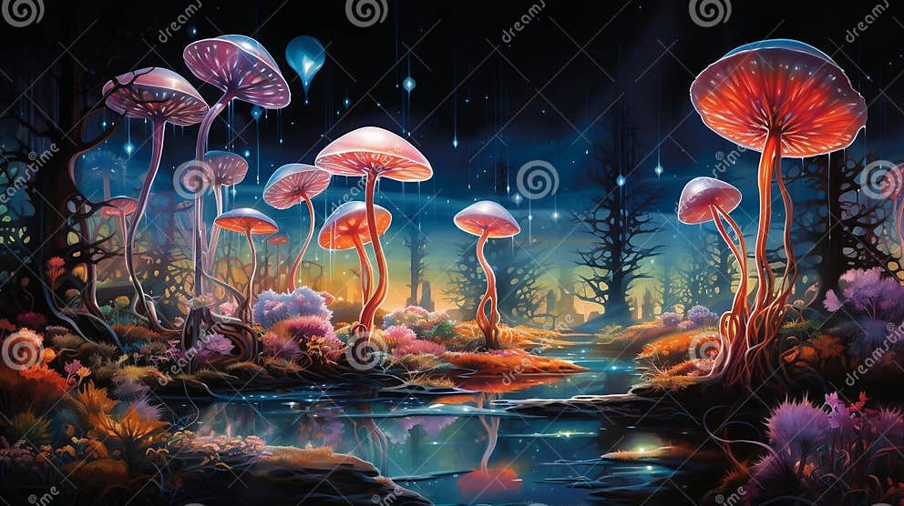 An Otherworldly Technicolor Dreamscape with Floating Orbs, Translucent ...