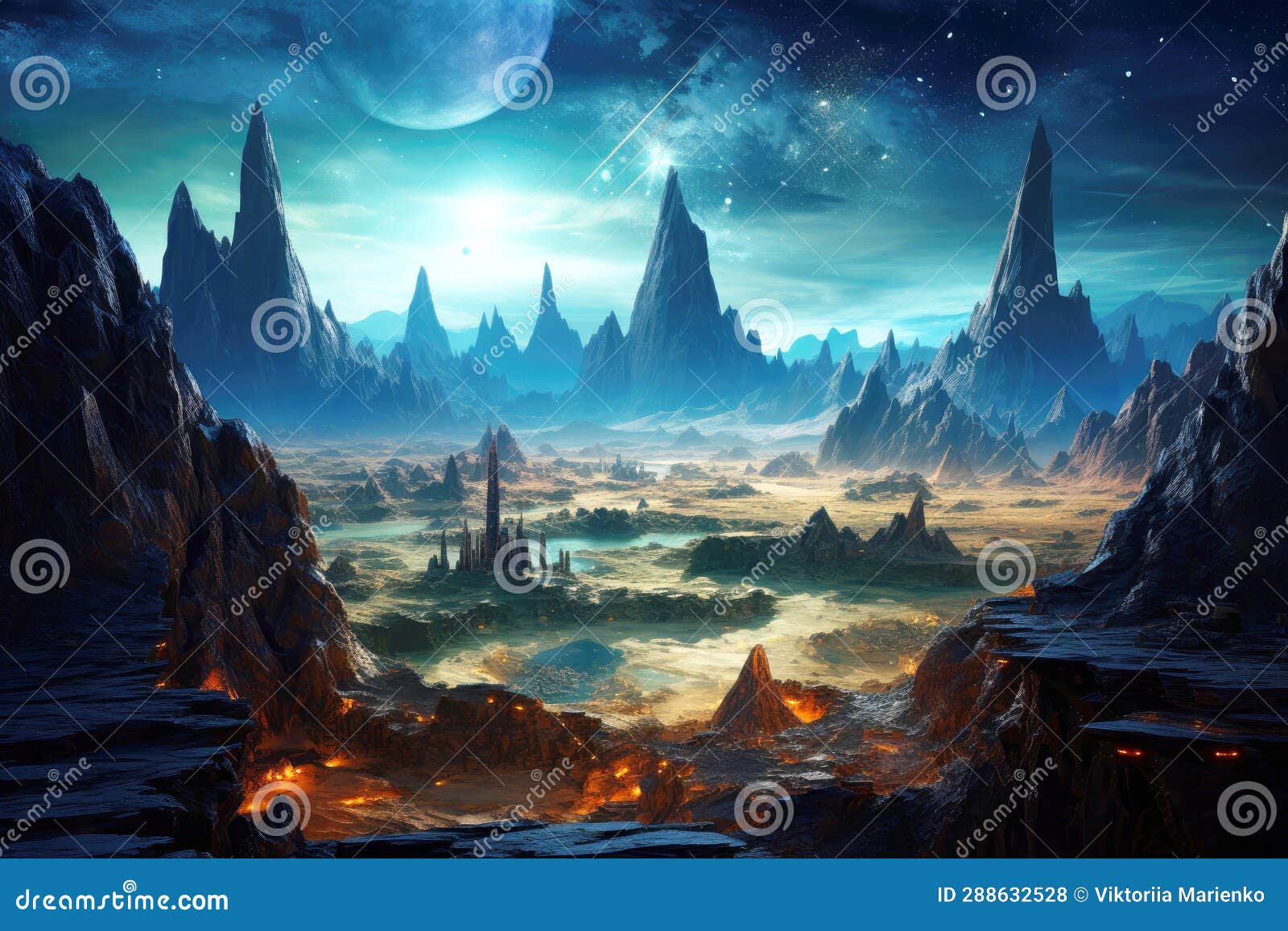 Otherworldly Terrain of an Unreal Alien World Stock Illustration ...