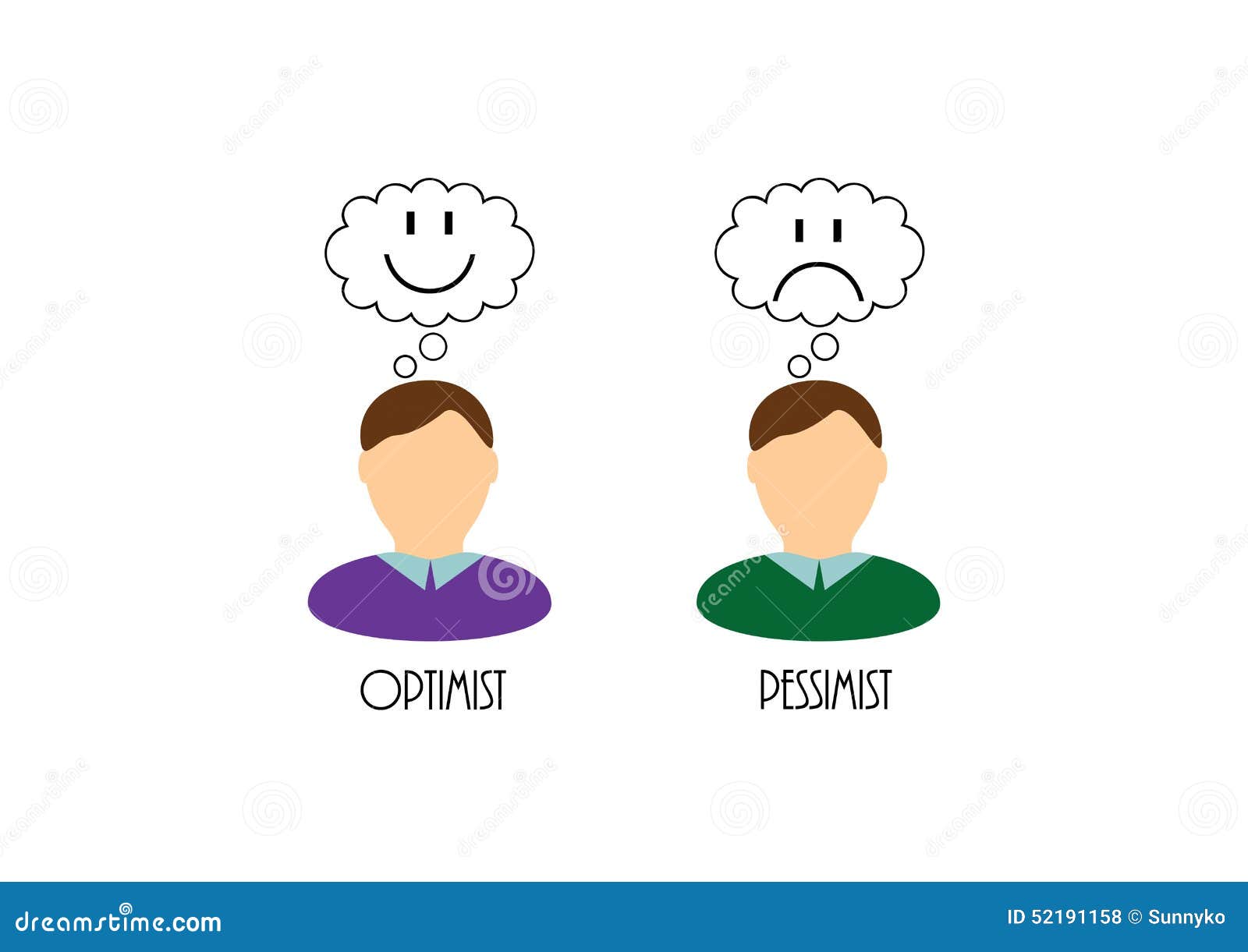 Otimista e pessimista ilustração do vetor. Ilustração de completamente ...
