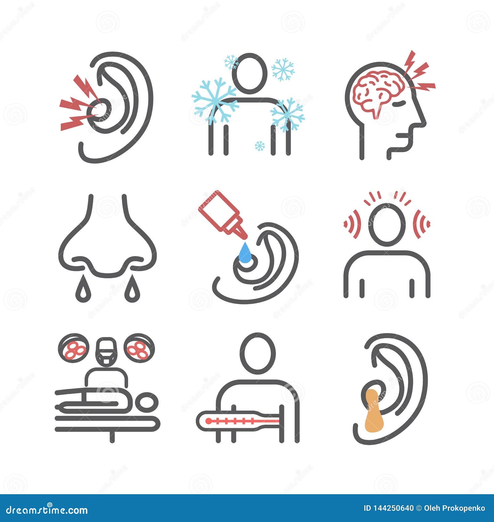 Otitis . Symptoms, Treatment. Vector Signs for Web Graphics. Stock ...