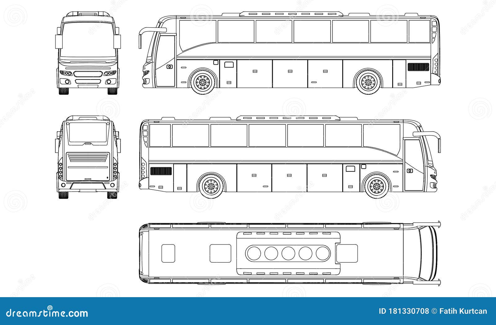 Bus Outline Vector Illustration. Stock Illustration - Illustration of ...