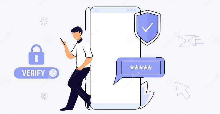 Otp Authentication Secure Verification One Time Password For Secure Transaction Stock Vector 