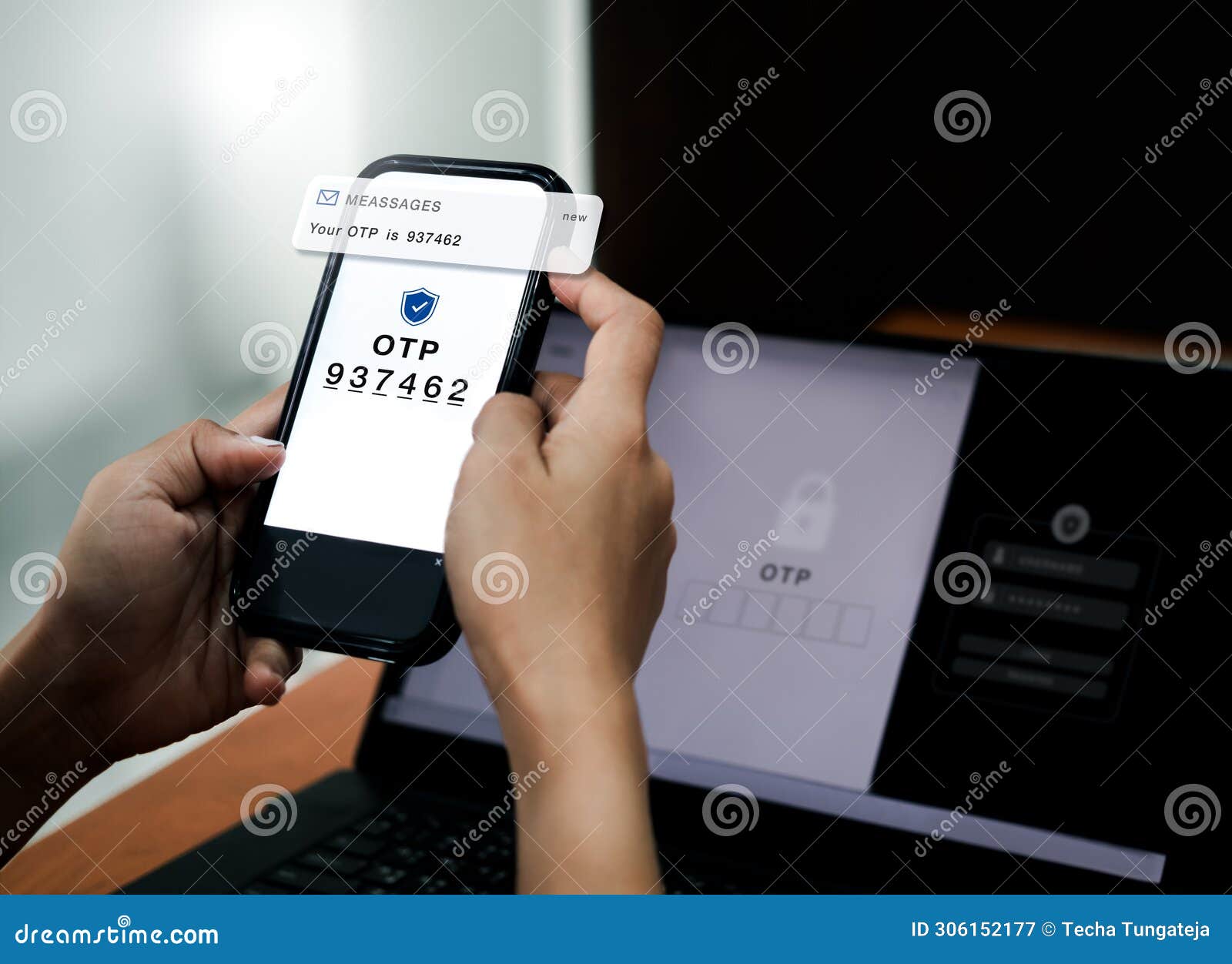 OTP Code Showing on Phone Screen for Log in on Web on Laptop, Validate ...
