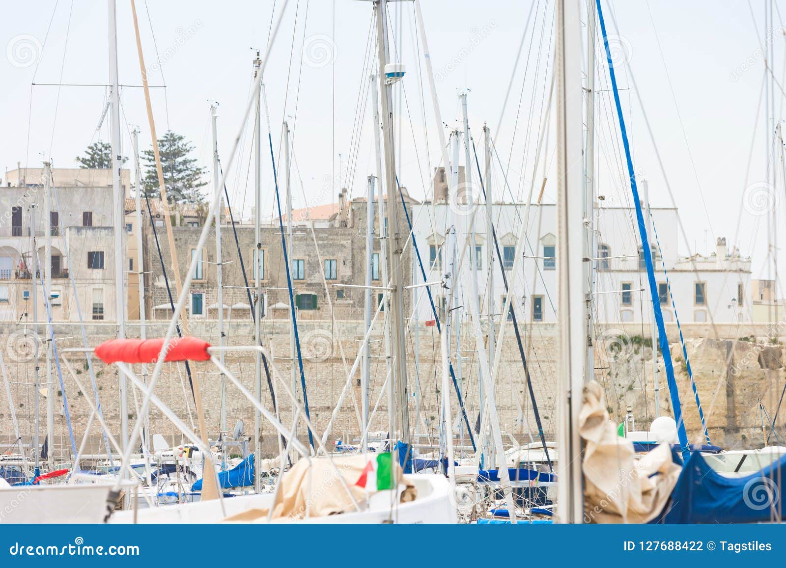Otranto, Apulia - a Lot of Sail Masts in the Harbor of Otranto Stock ...