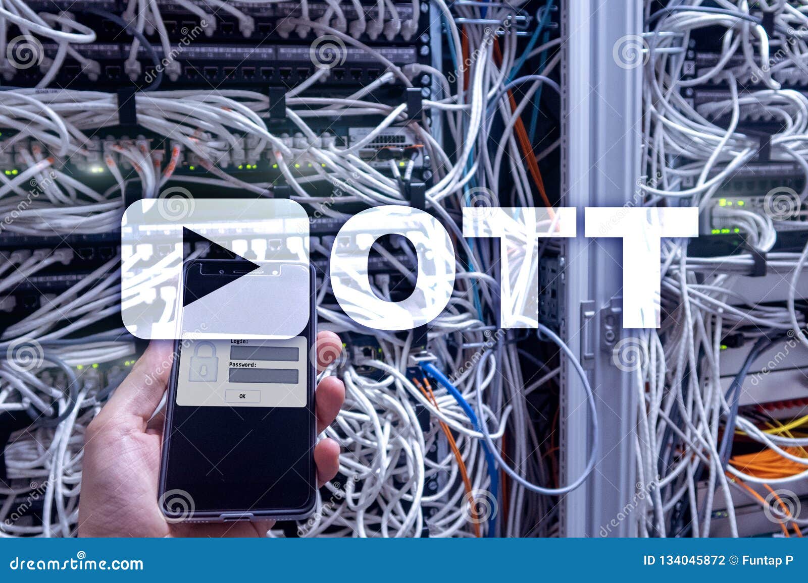 OTT, IPTV, Video Streaming Over the Internet. Data Center, Server Room ...