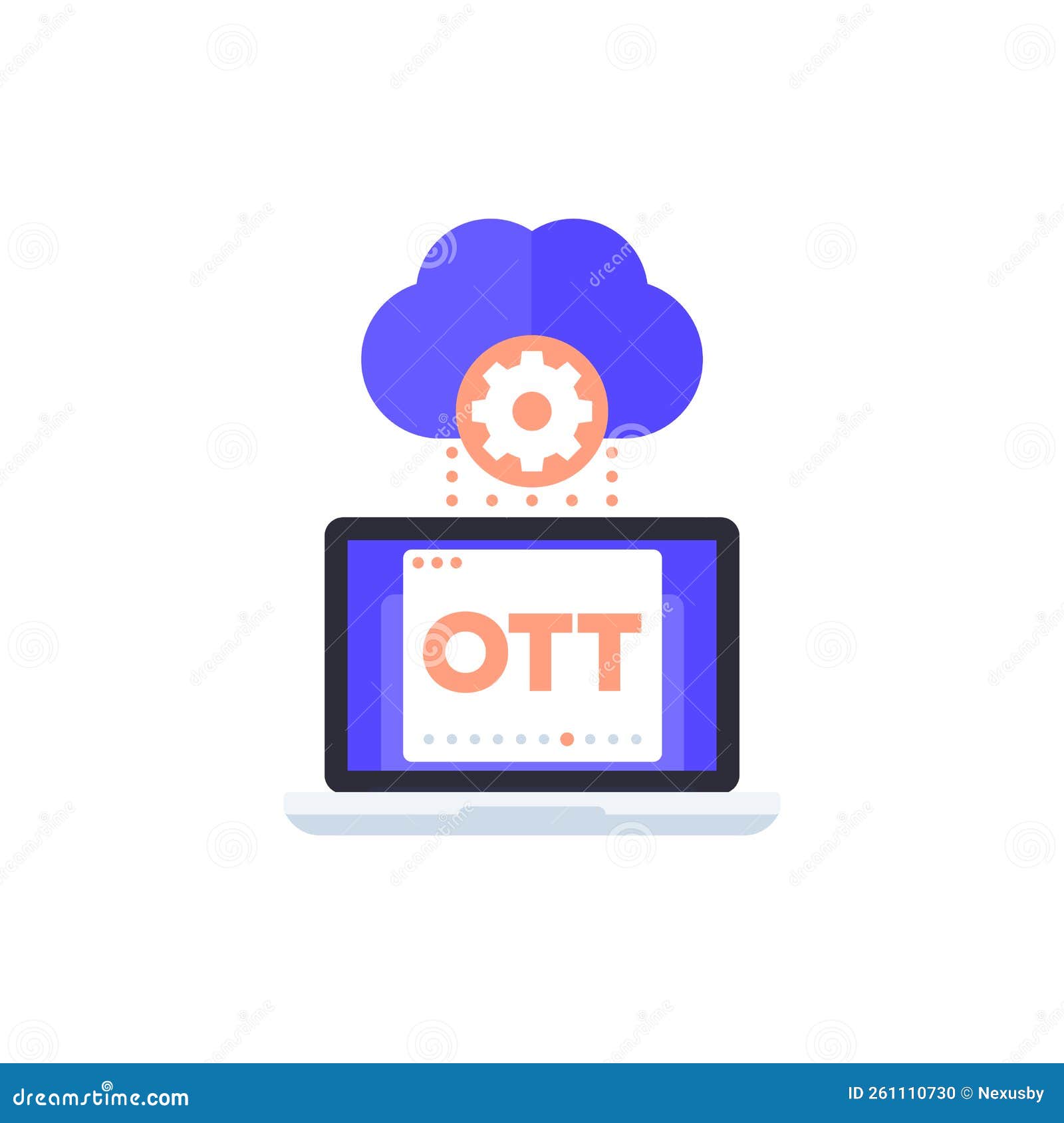 OTT Media Service Vector Icon with Laptop, Cloud Stock Vector ...