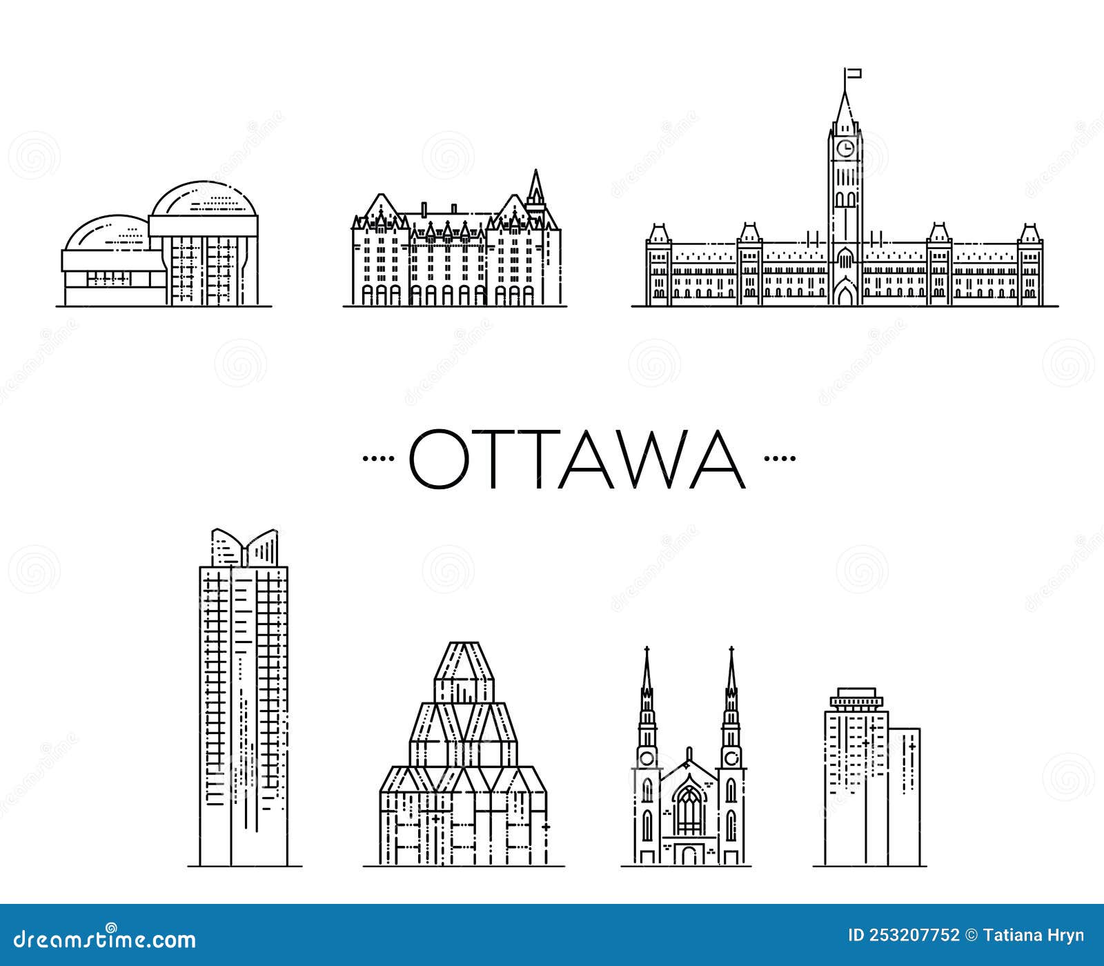 Ottawa, Canada, Architecture Line Skyline Illustration Stock Vector ...