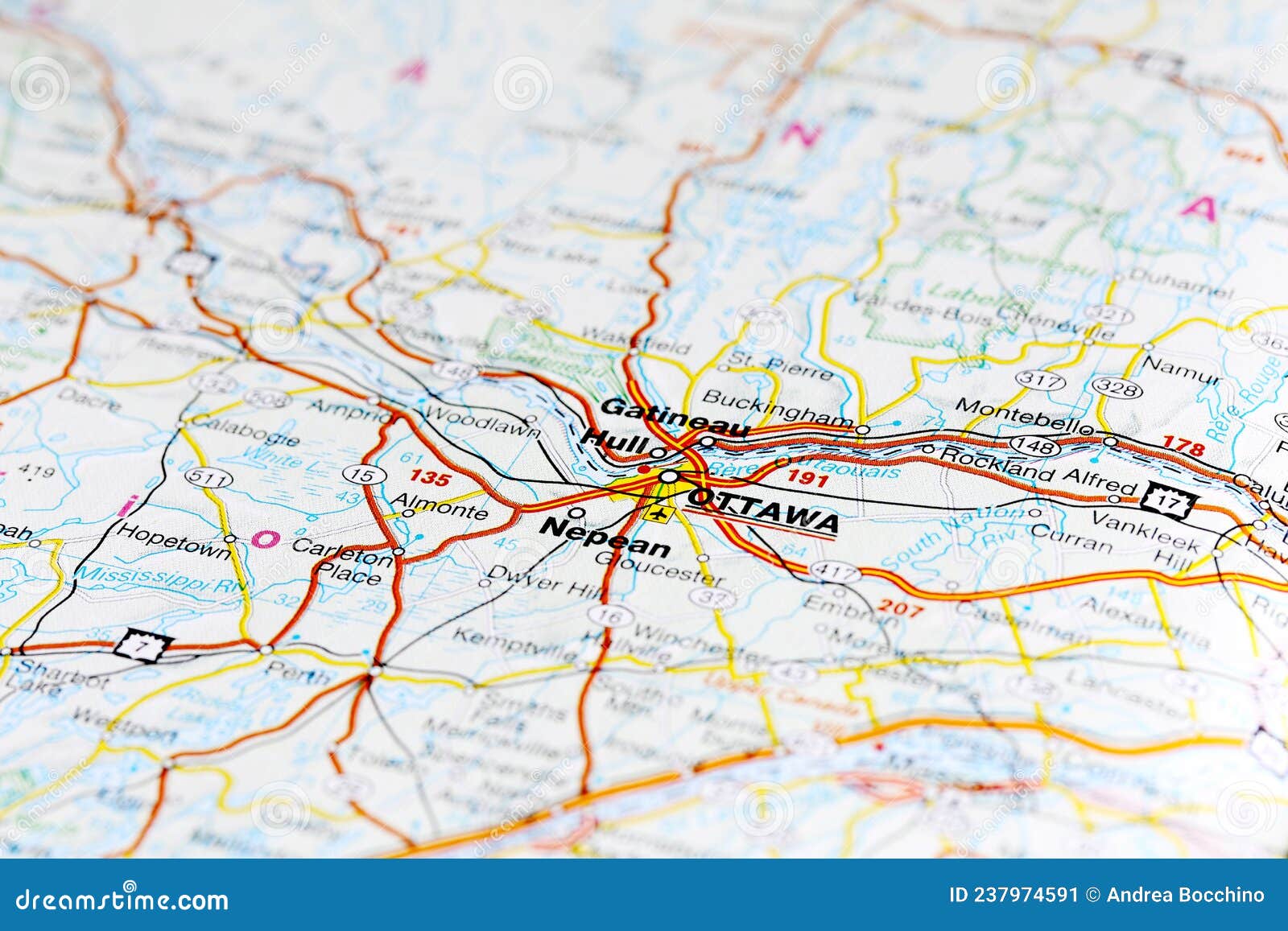 Ottawa City Road Map Area. Closeup Macro View Editorial Photo - Image ...