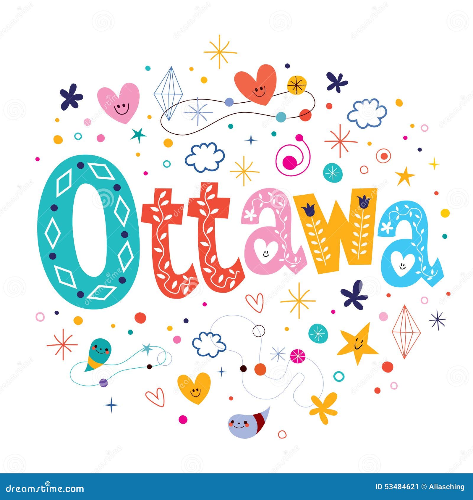 Ontario Map Lettering Art. Ontario Map Typography Cartoon Vector ...