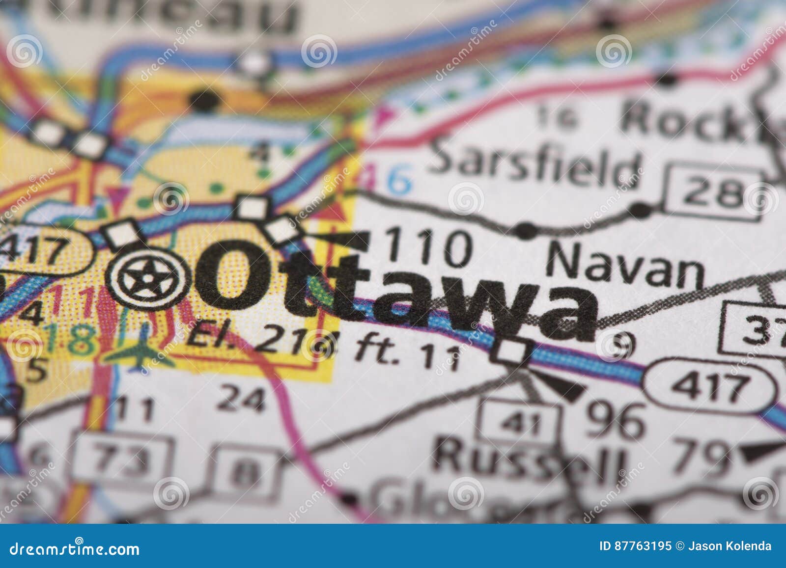 Ottawa, Ontario on map stock image. Image of region, city - 87763195