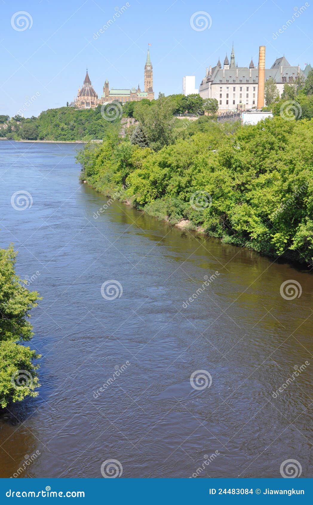 Ottawa Skyline on Ottawa River Stock Photo - Image of monument ...