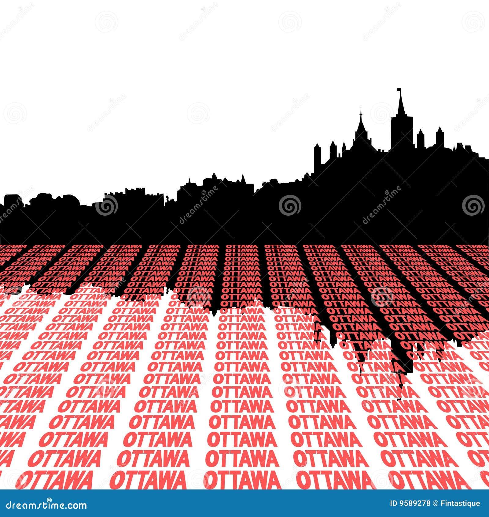 Ottawa Skyline with Text stock illustration. Illustration of gothic ...