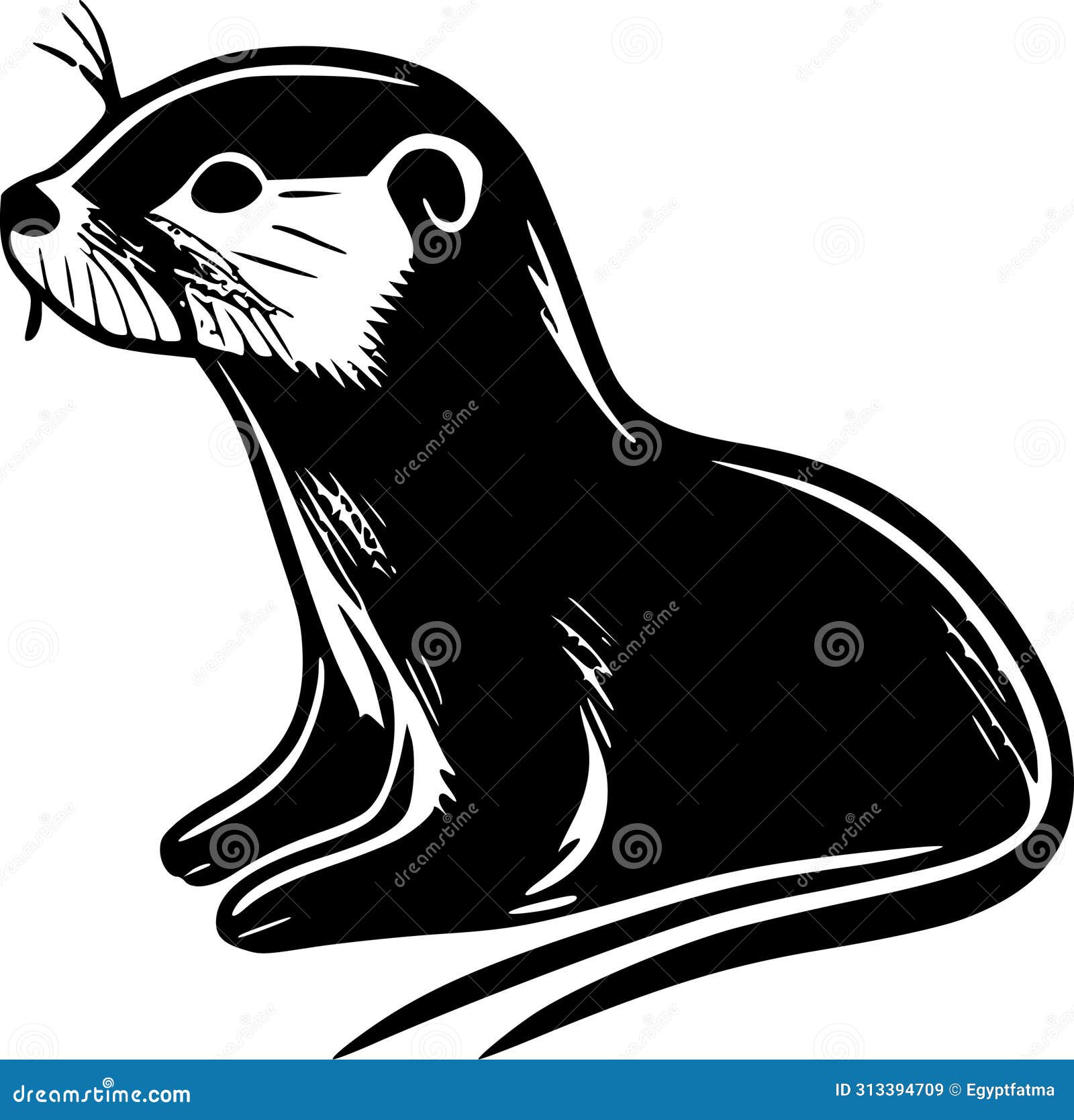 Muskrat Outline Silhouette Generative Ai Cartoon Vector | CartoonDealer ...